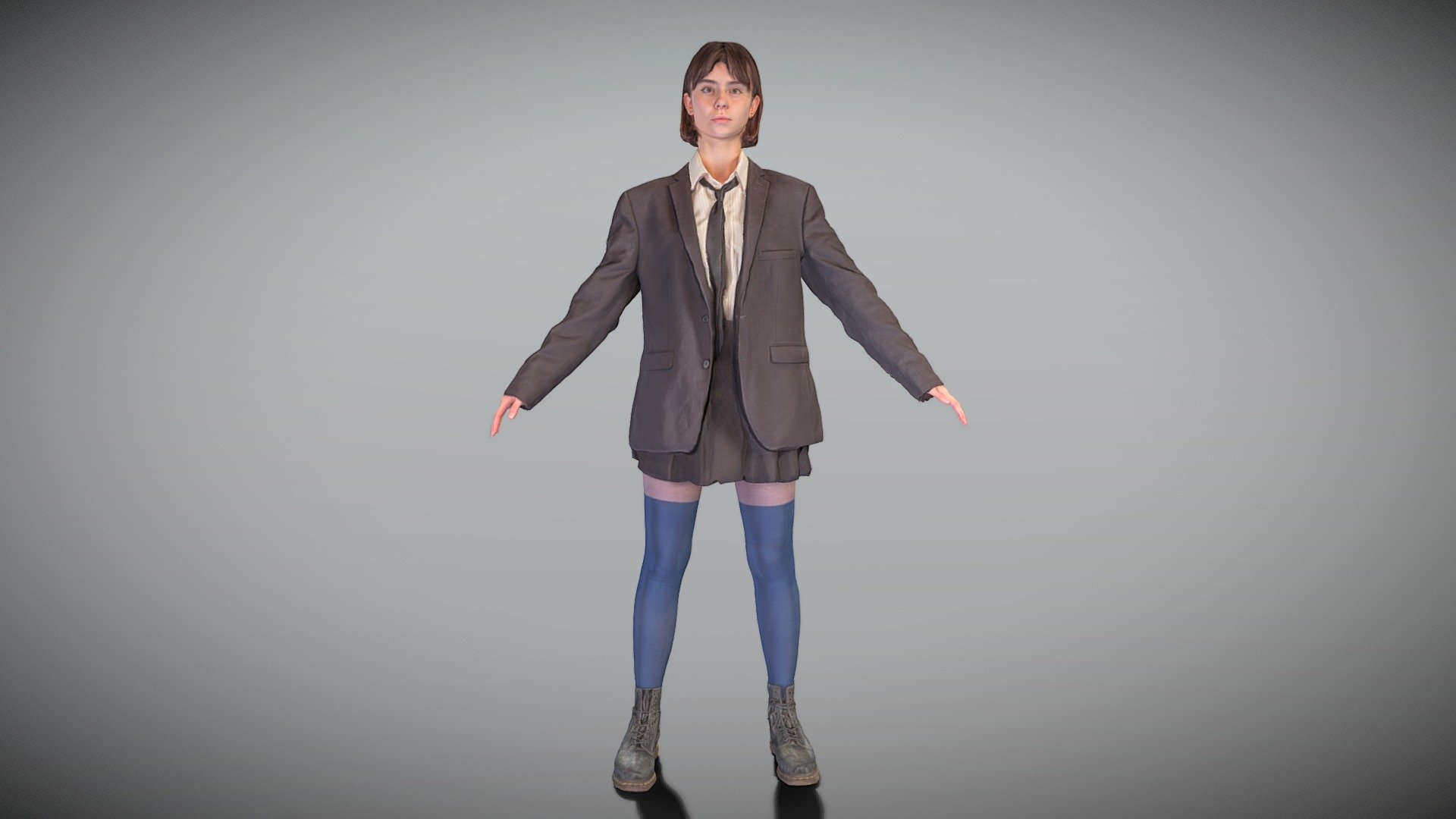 Woman in school uniform ready for animation 341 - Buy Royalty Free 3D ...