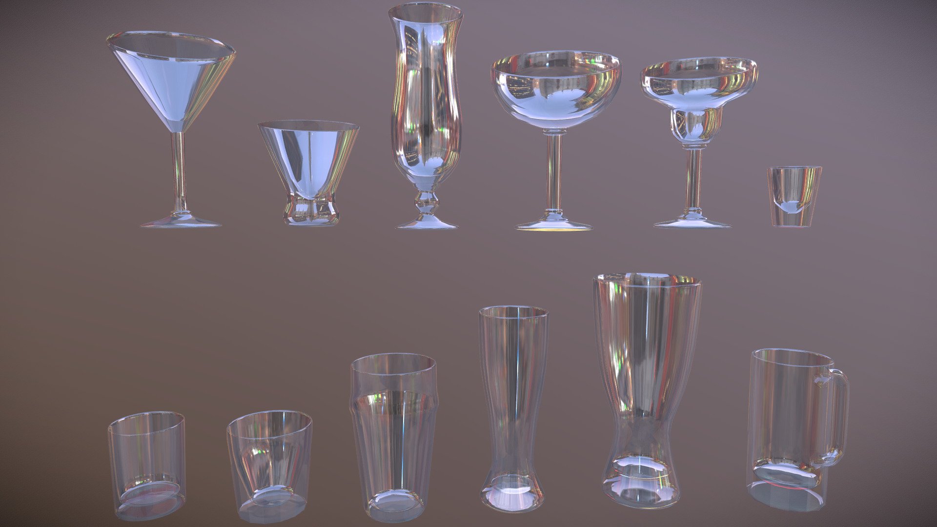 Glasses Set (Pub) - 3D model by Glimmer (@Glimmerstone) [f038e9a ...