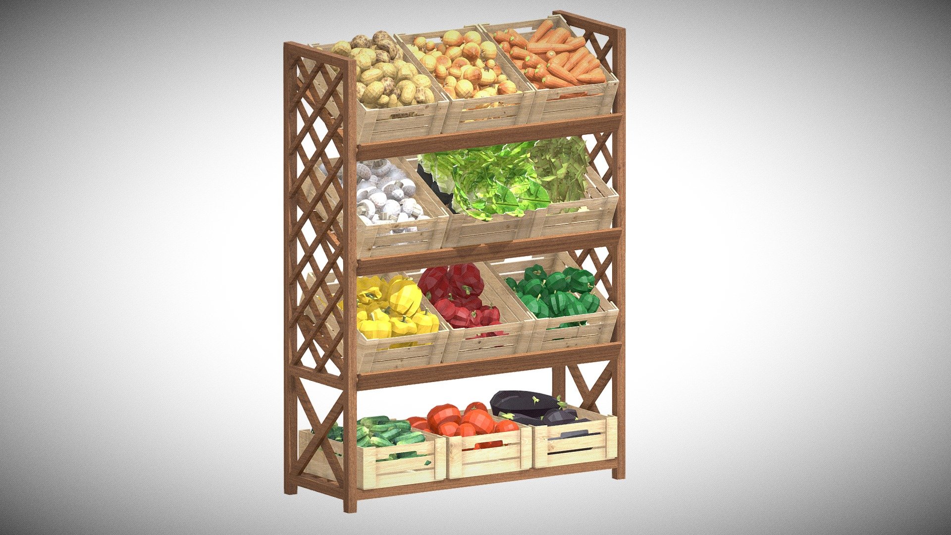 Стеллаж для овощей Vegetable shelf - Buy Royalty Free 3D model by ...