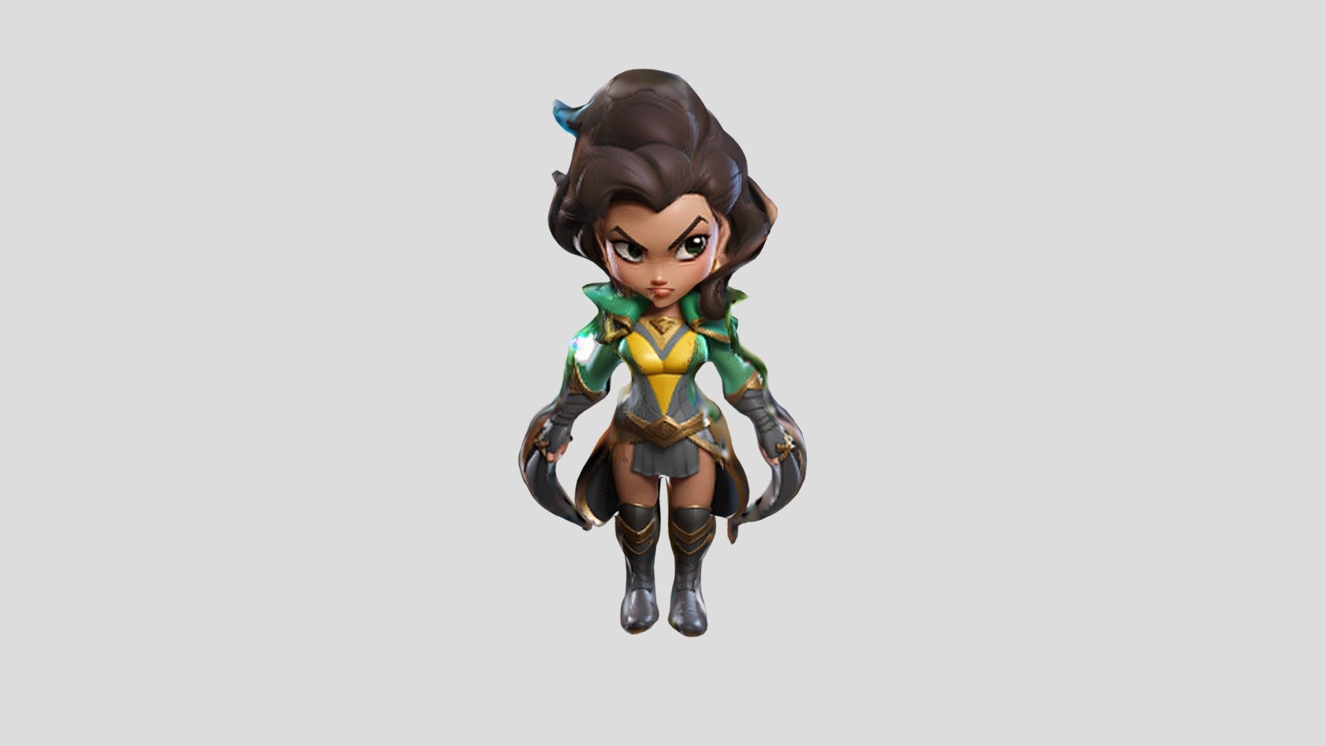 Chibi-style character illustration of a female - Download Free 3D model ...
