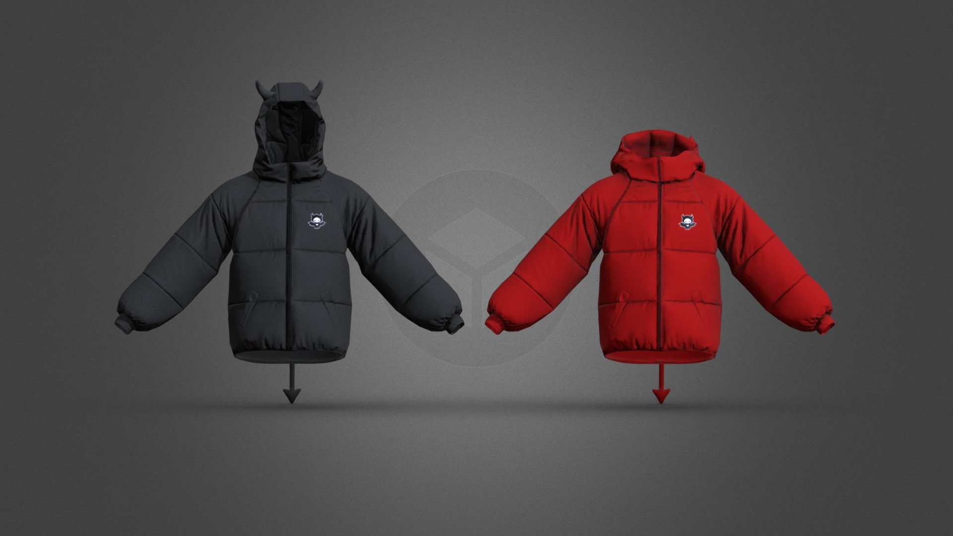 devil puffer jacket - 3D model by Inonnnn [f0497f0] - Sketchfab