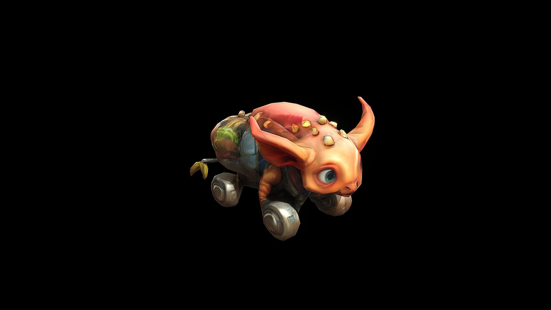 a cartoon drawing of a pink monster on wheels - Download Free 3D model ...