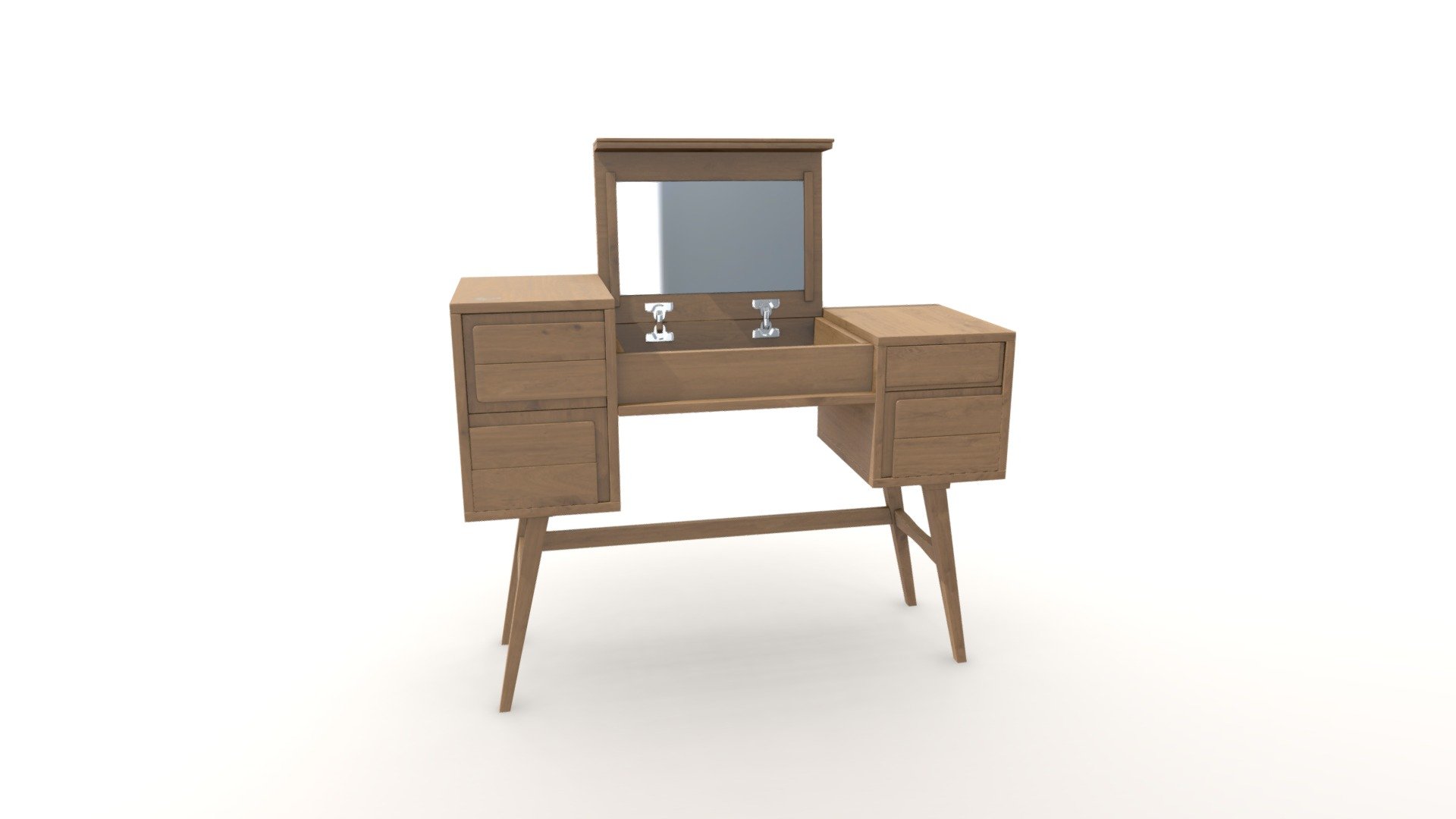 solid wood 1180 storage mirror dressing table - Buy Royalty Free 3D ...