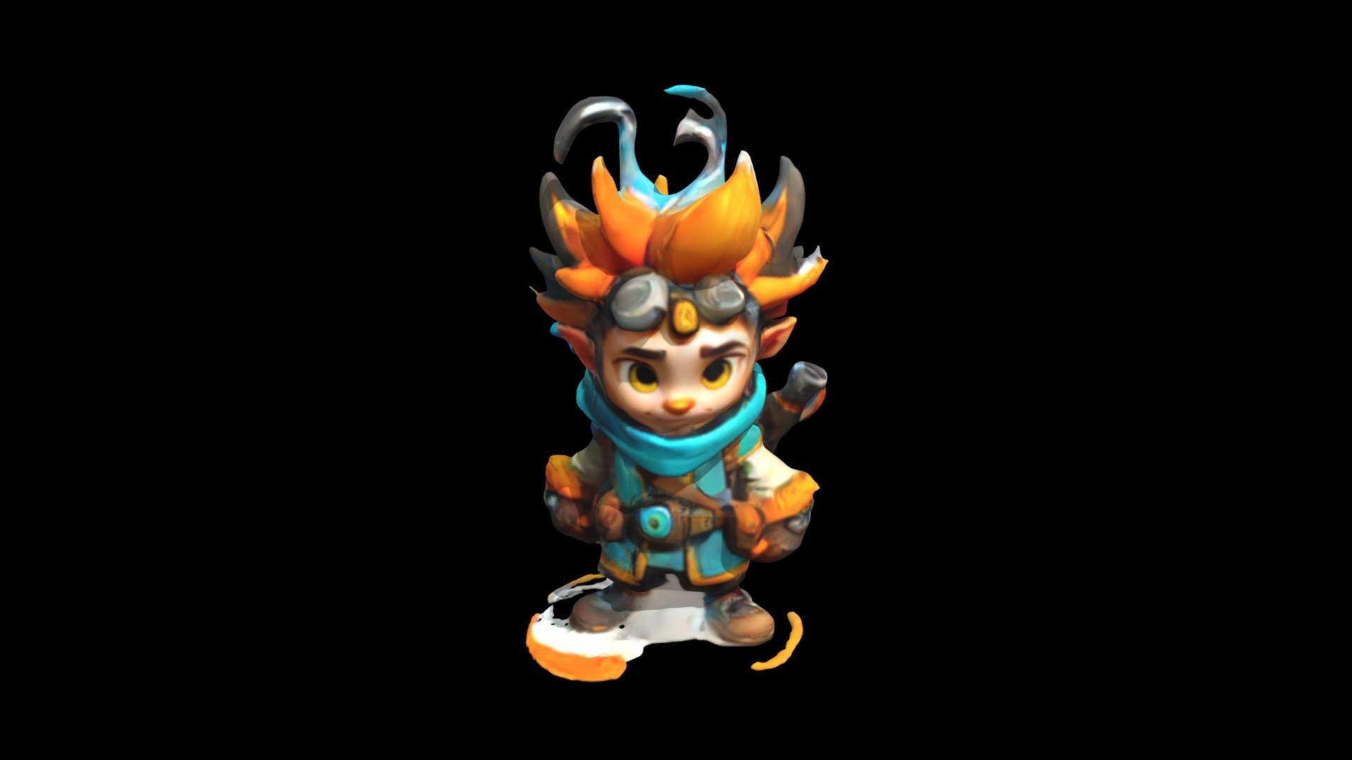 a cartoon character with orange hair and gogg - Download Free 3D model ...