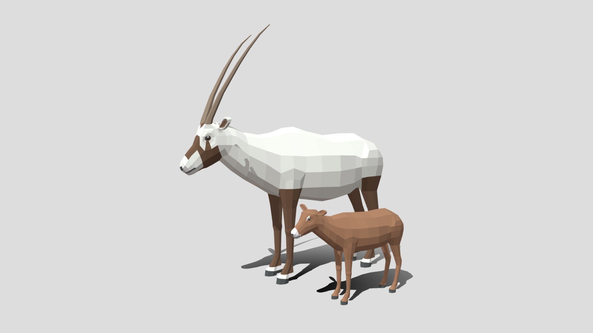 Low Poly Cartoon Arabian Oryx and Calf - Buy Royalty Free 3D model by ...