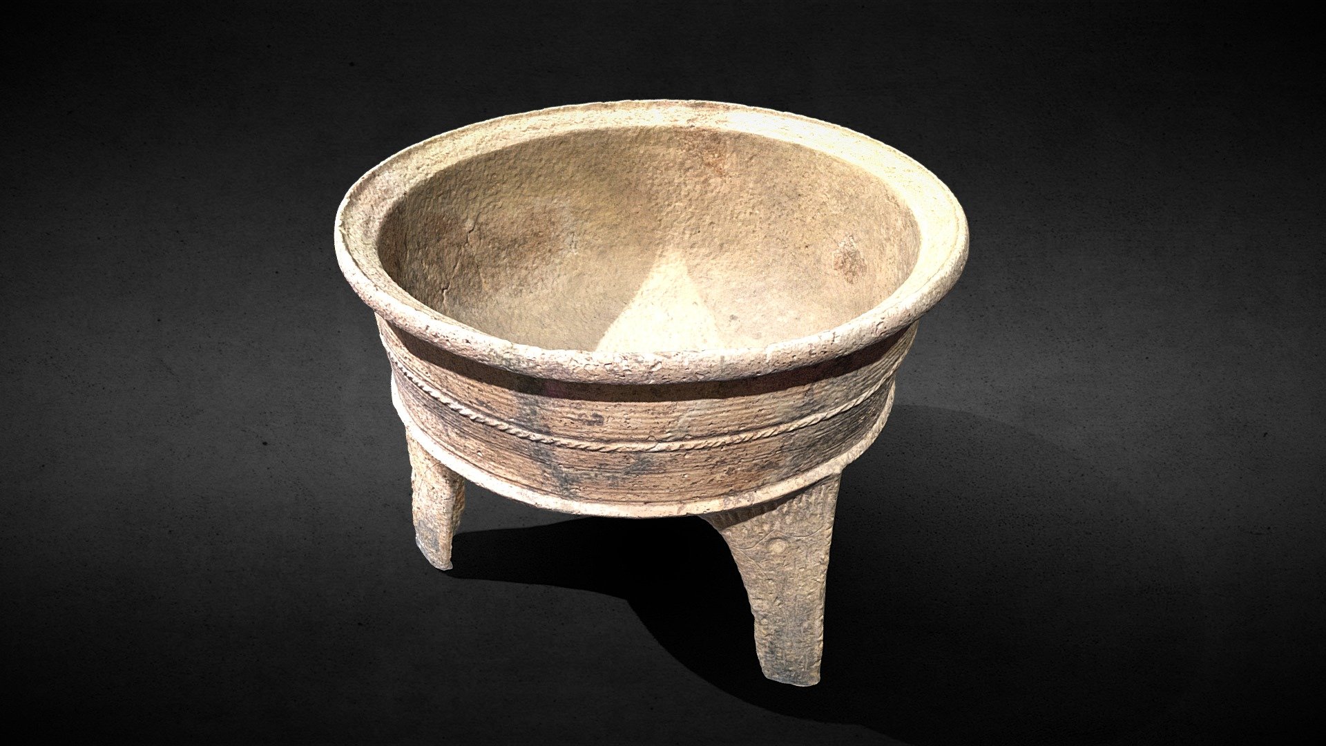 Basin-shaped Pottery Ding withAngular Legs - 3D model by Tigershill ...