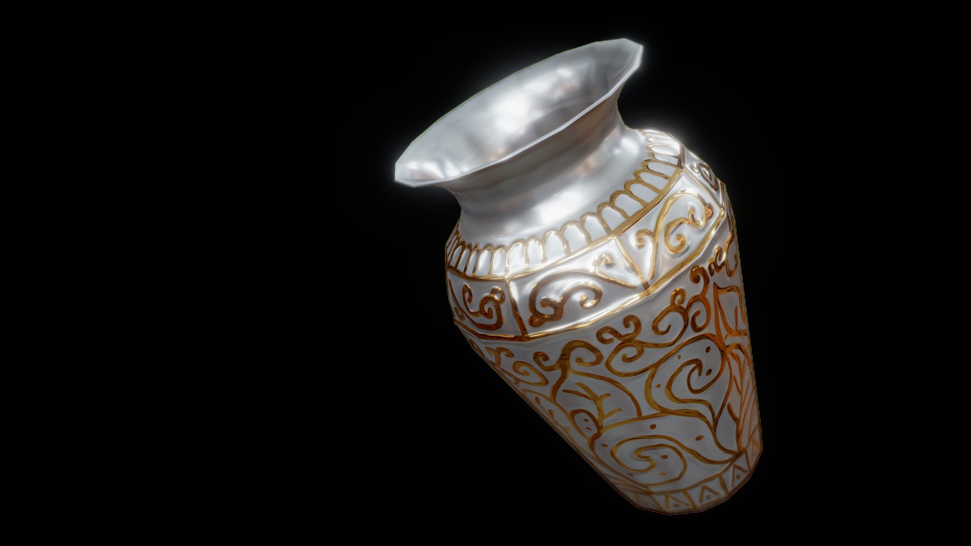 Metal / Ceramic Jars with floral gold - Download Free 3D model by ...