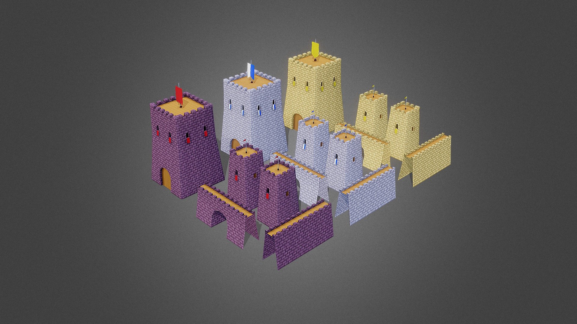 Simple Modular Castle Walls - Buy Royalty Free 3D model by Lodgelus ...
