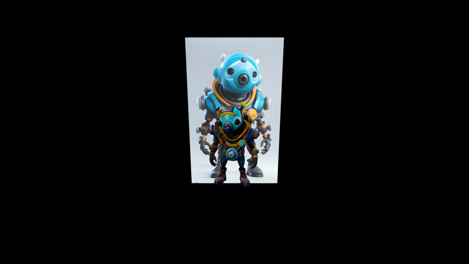 a close up of a toy robot with a blue body and o - Download Free 3D ...