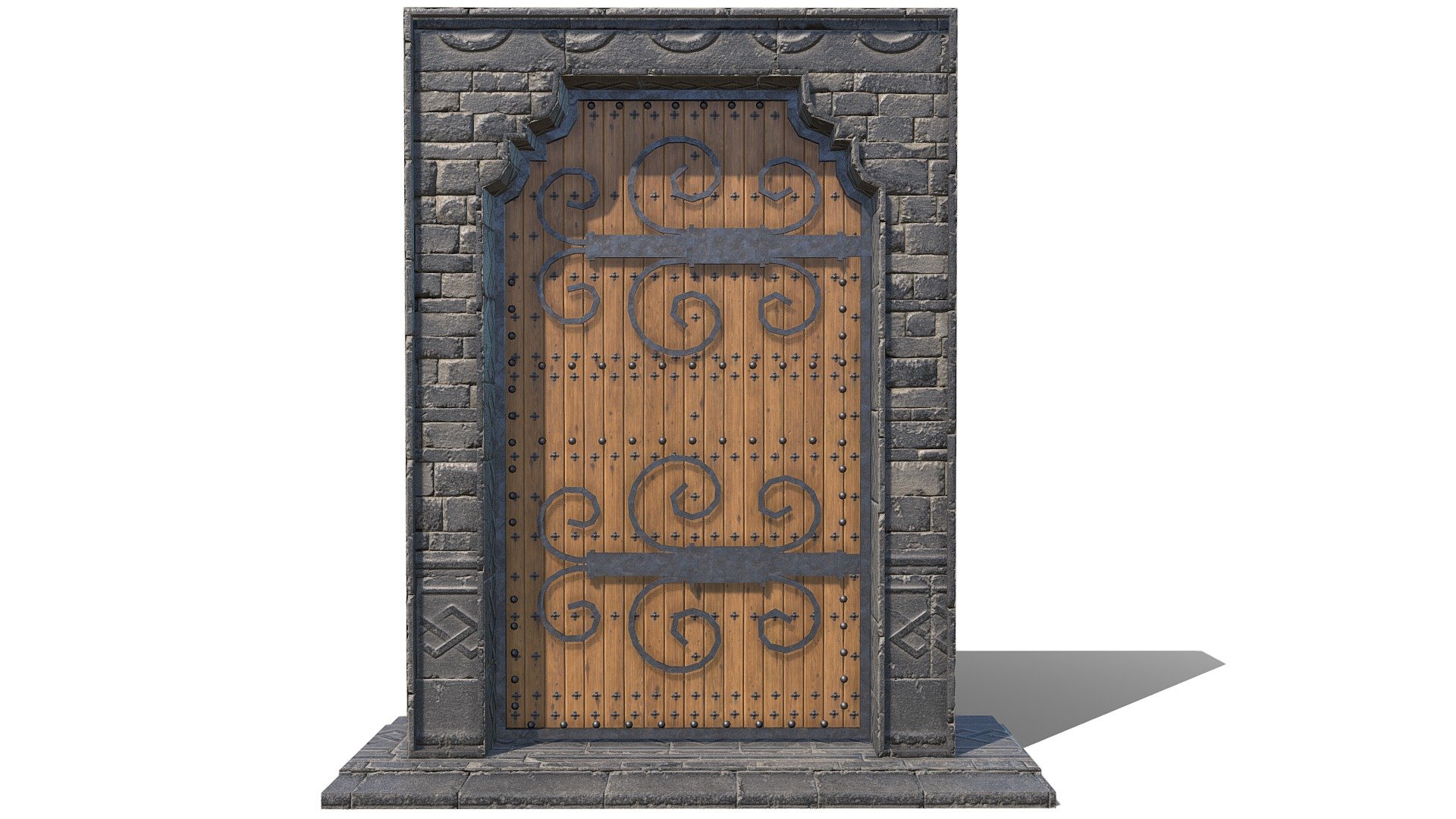 Medieval Stone Stone Doorway / Wood Door - Buy Royalty Free 3D model by ...