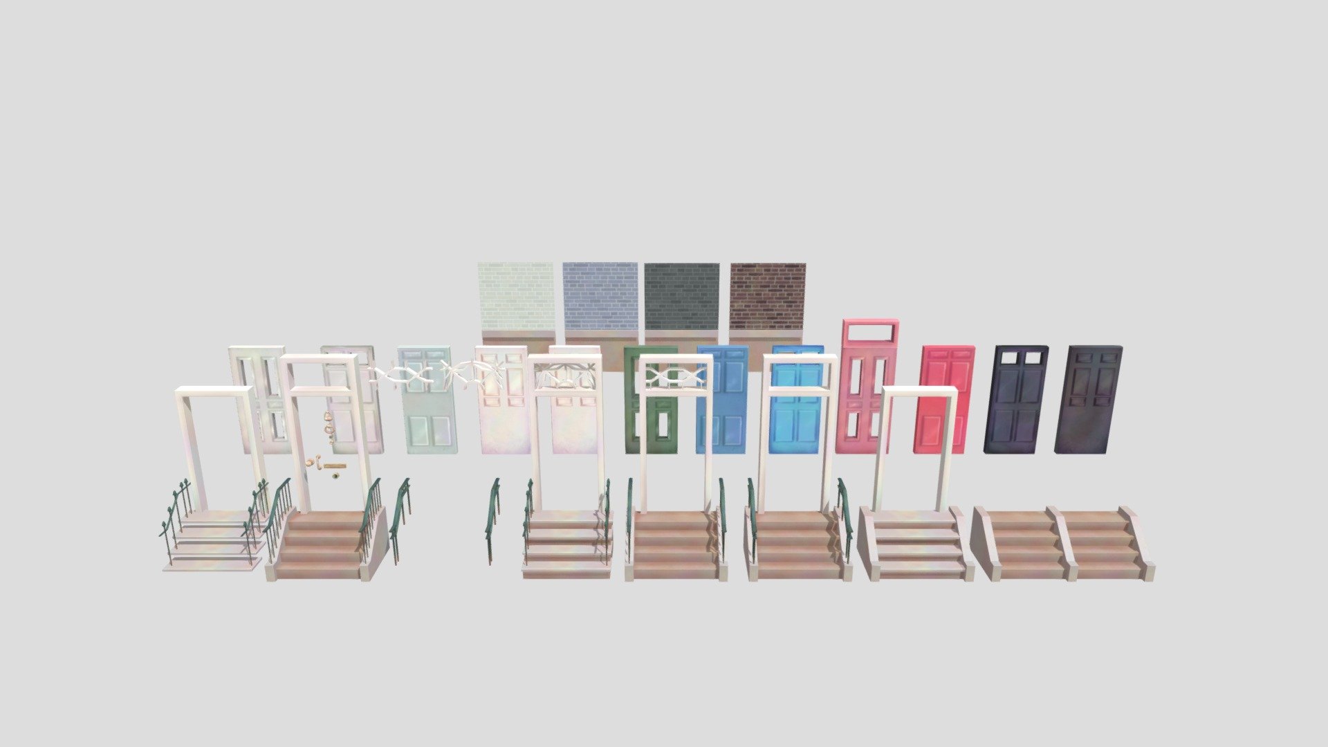 Townhouse Asset Kit - Doors - 3D model by angelleOwO [f0cb7e5] - Sketchfab