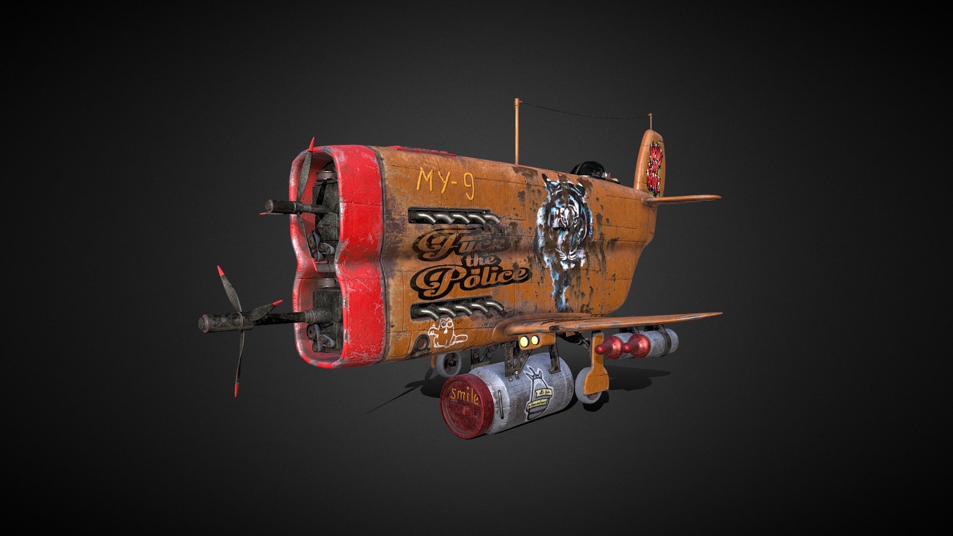 Stylized realistic brown airplane - 3D model by 3D_Kod [f0cfed1 ...