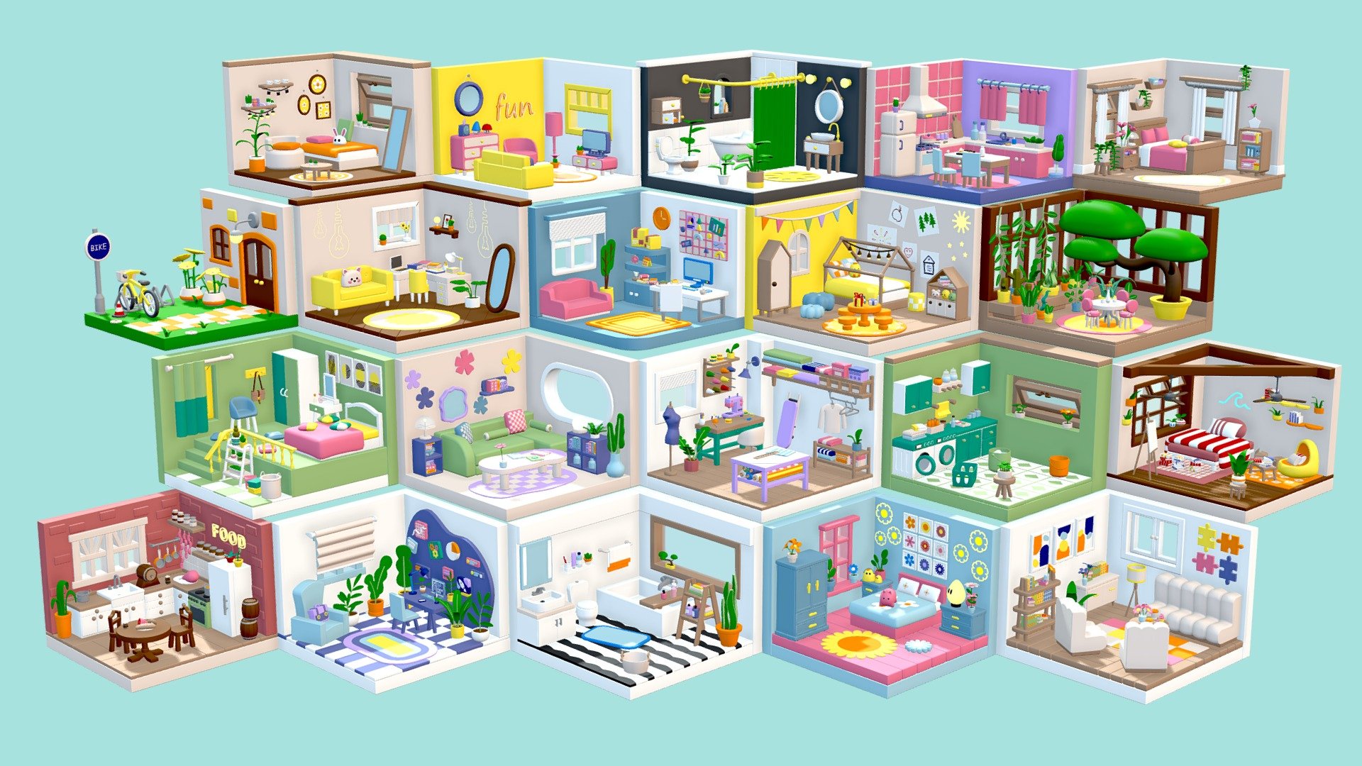 Cozy Cartoon Rooms Interior 3 - Buy Royalty Free 3D model by Mnostva ...