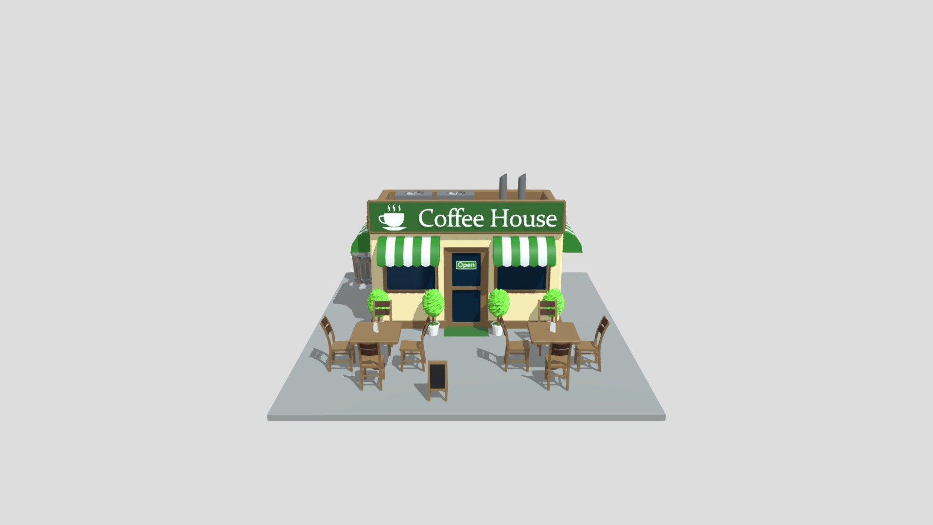 Café - Download Free 3D model by Bunny (@YolandaX) [f0ed963] - Sketchfab