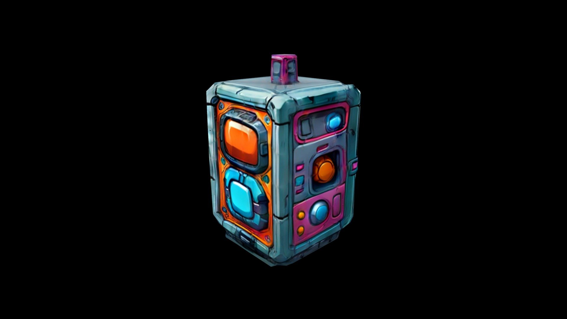 A square robot with a single pink cylinder on to - Download Free 3D ...