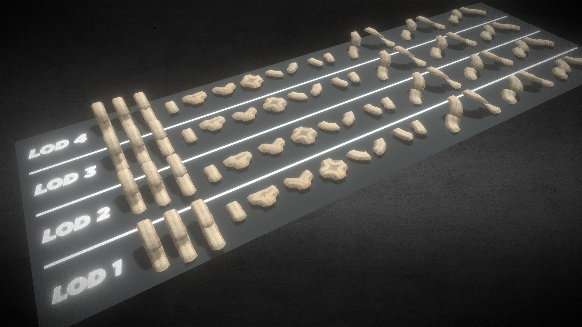Pathways set low poly 4 LODs - Download Free 3D model by David Montaña ...
