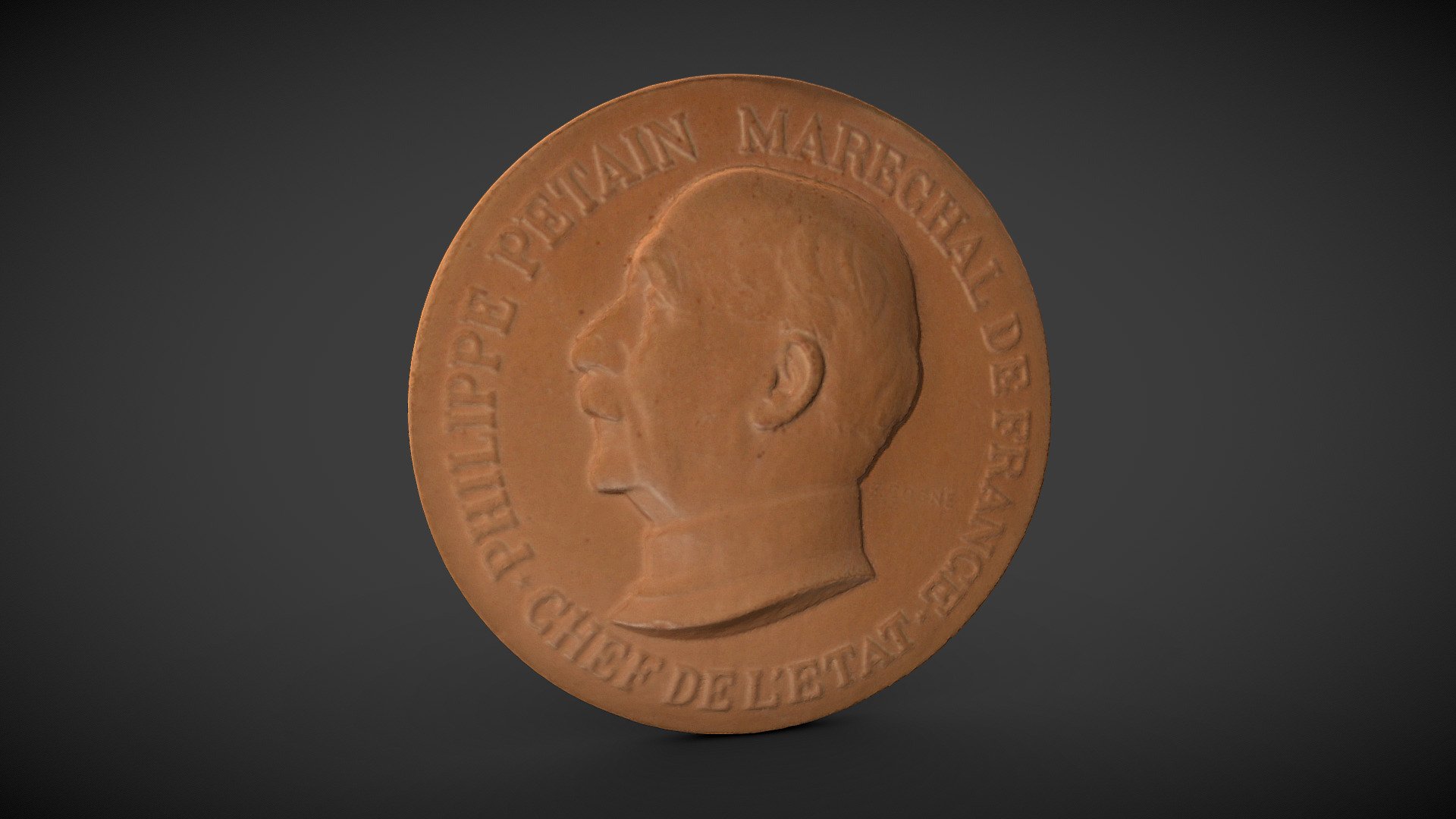 Modèle de médaille à l'effigie de Ph. Pétain - Download Free 3D model by Alienor.org, Conseil ...