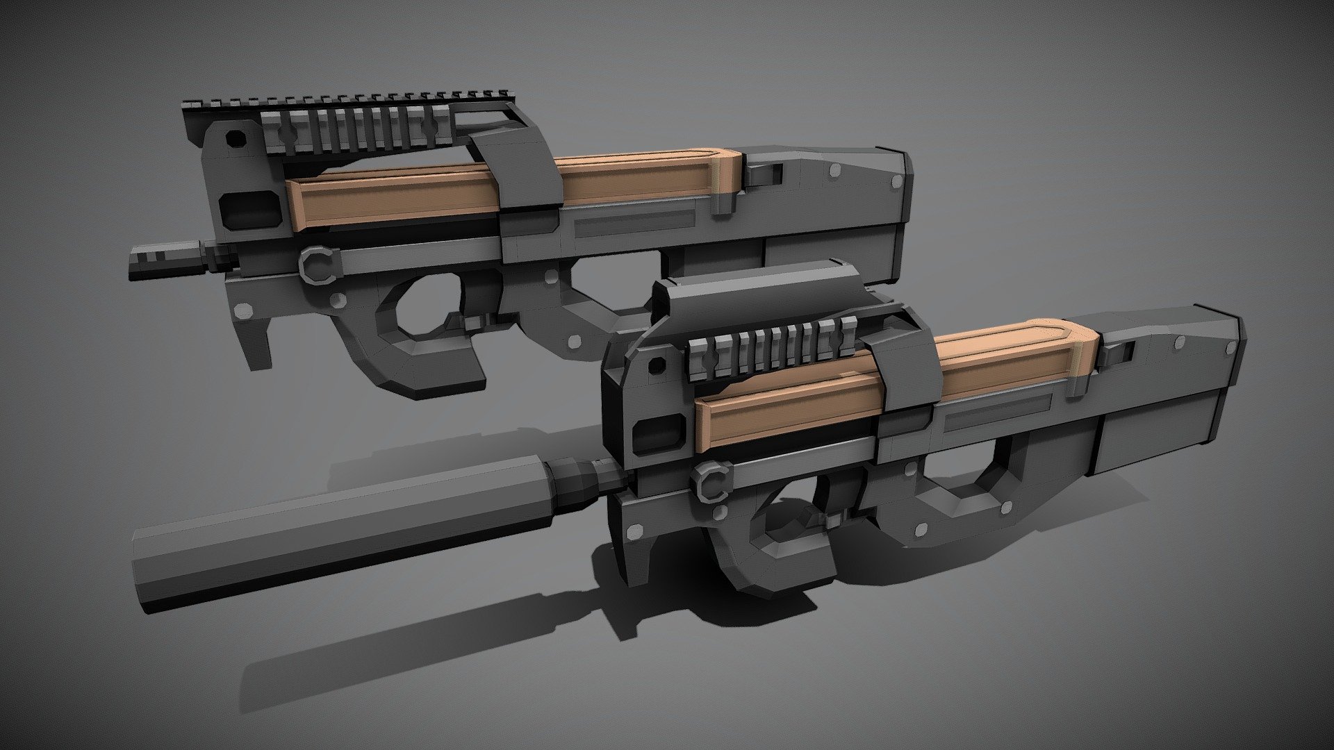 Low-poly P90 - 3D model by soret15 [f142798] - Sketchfab