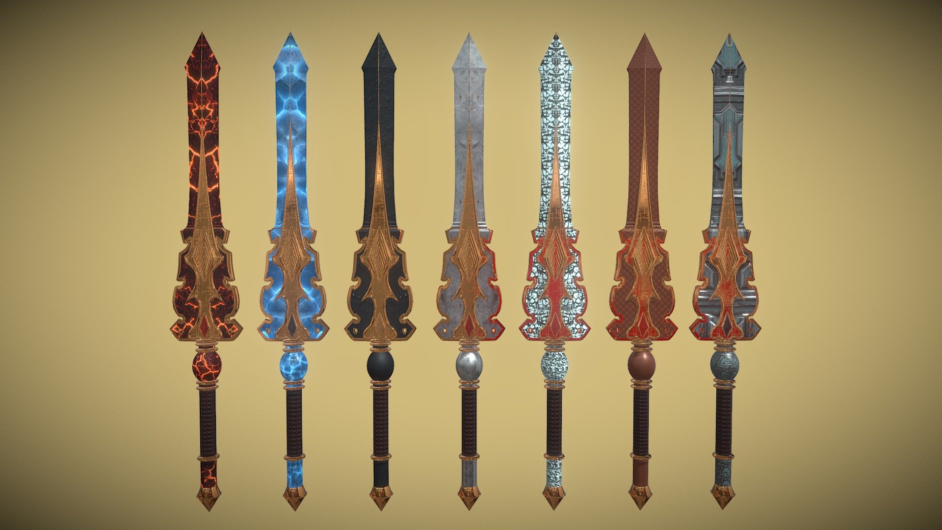 7 Swords - Buy Royalty Free 3D model by SAXN [f14d87a] - Sketchfab Store