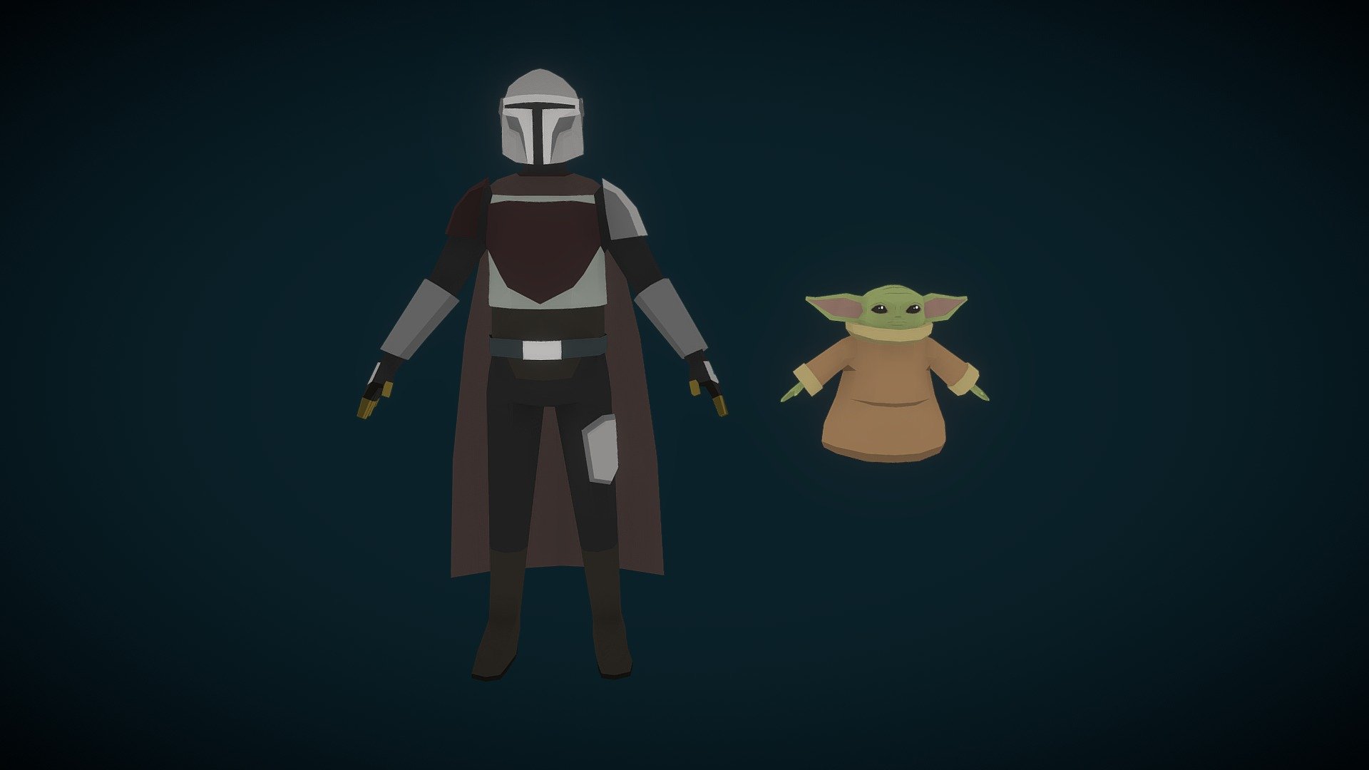 Mandalorian / Baby Yoda [Star Wars] Low Poly - Download Free 3D model ...