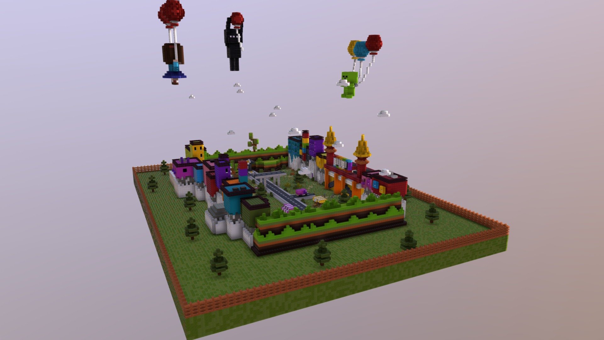 Pixel City Spawn - 3D model by OddLemons [f16e513] - Sketchfab