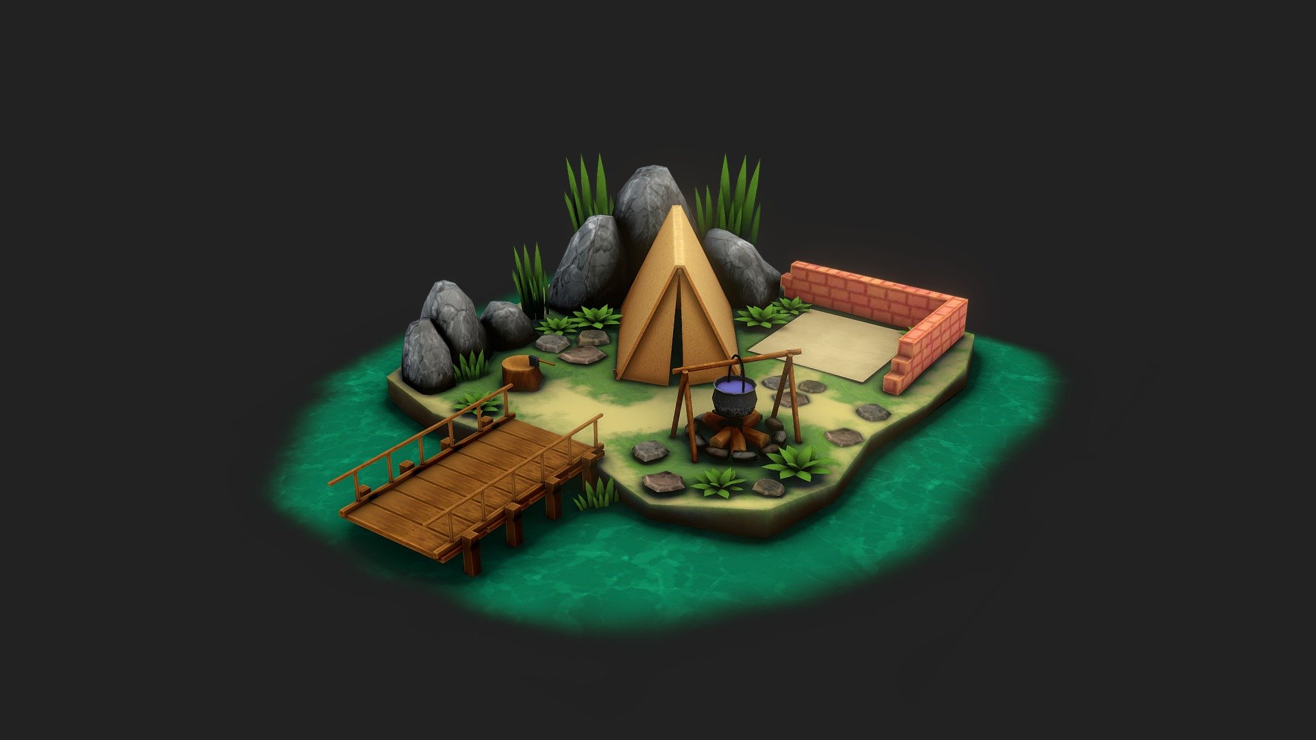 Tent scene - 3D model by max_dsw [f16e71a] - Sketchfab
