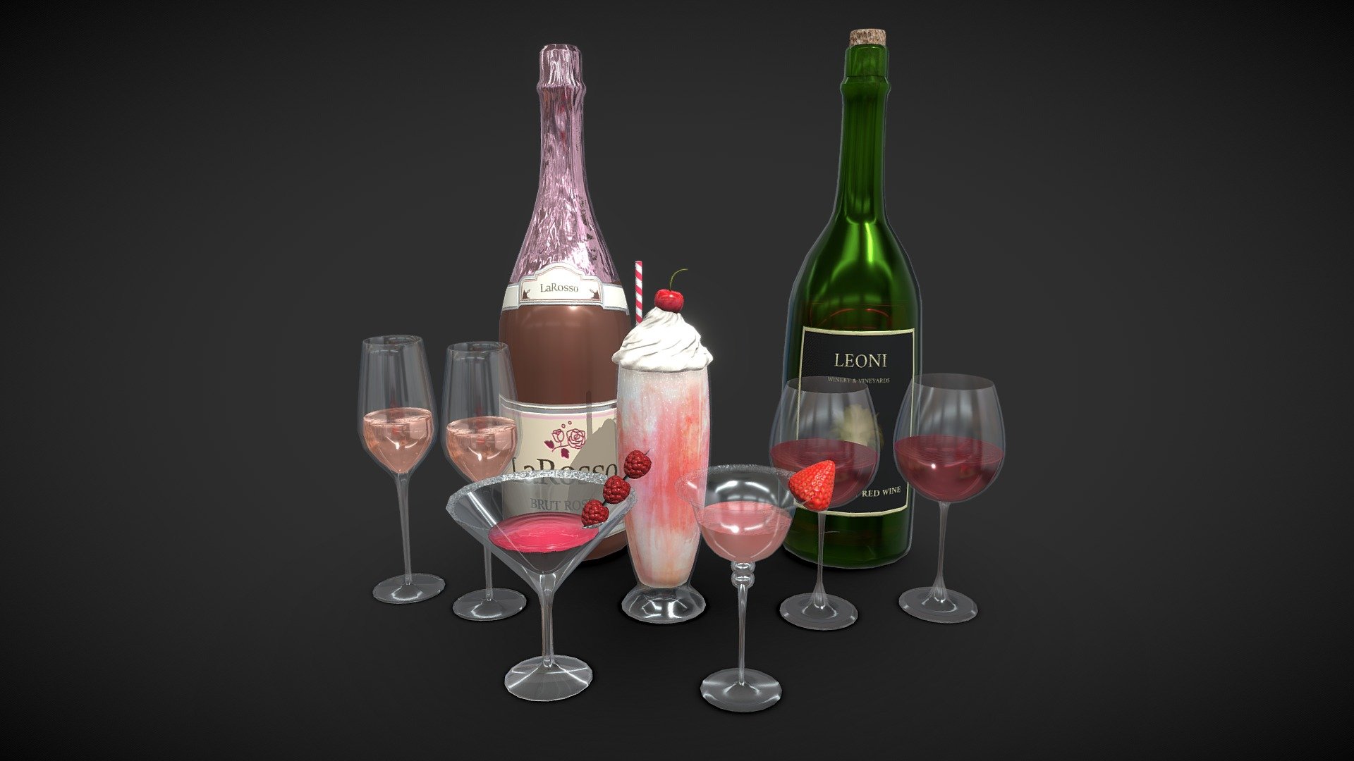 Alcoholic drinks pack - Buy Royalty Free 3D model by Karolina ...