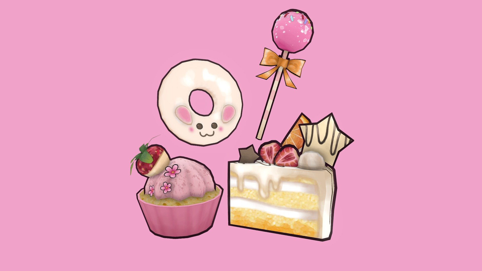 Handpainted Cakes - 3D model by Silverlace [f195558] - Sketchfab
