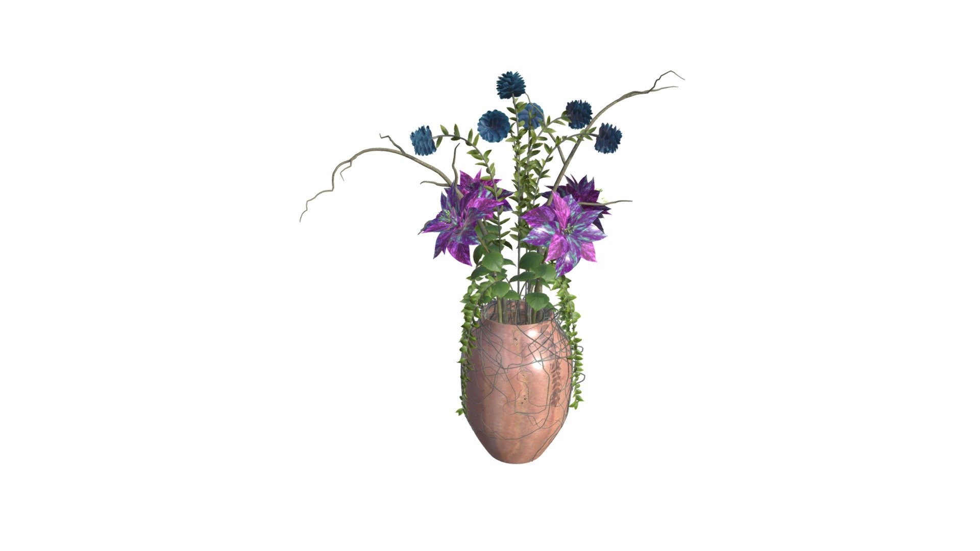 Bloom and Gloom Purple Flowers Pot - Buy Royalty Free 3D model by ...