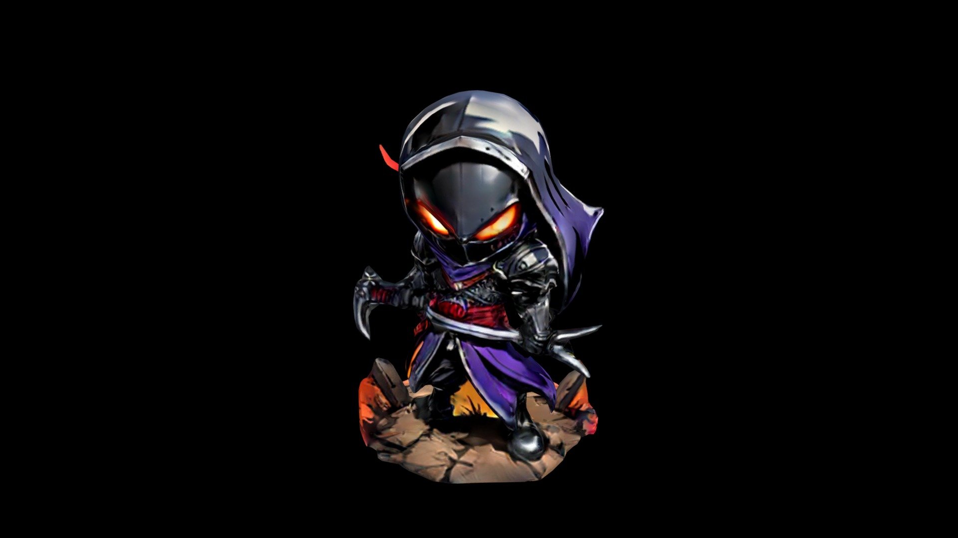 A dark chibi-styled character with glowing red e - Download Free 3D ...