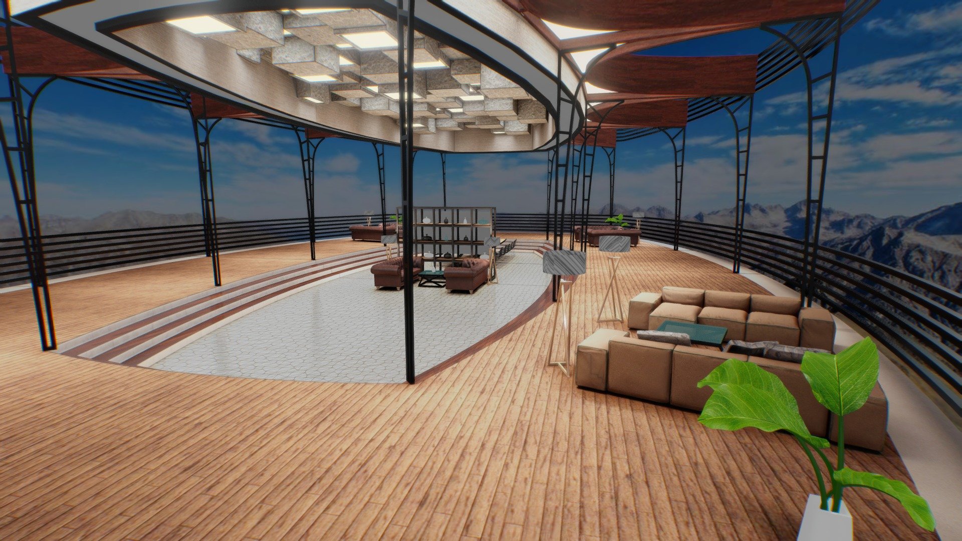 G0010 VR Virtual Reality Lounge Mountain View - Buy Royalty Free 3D ...