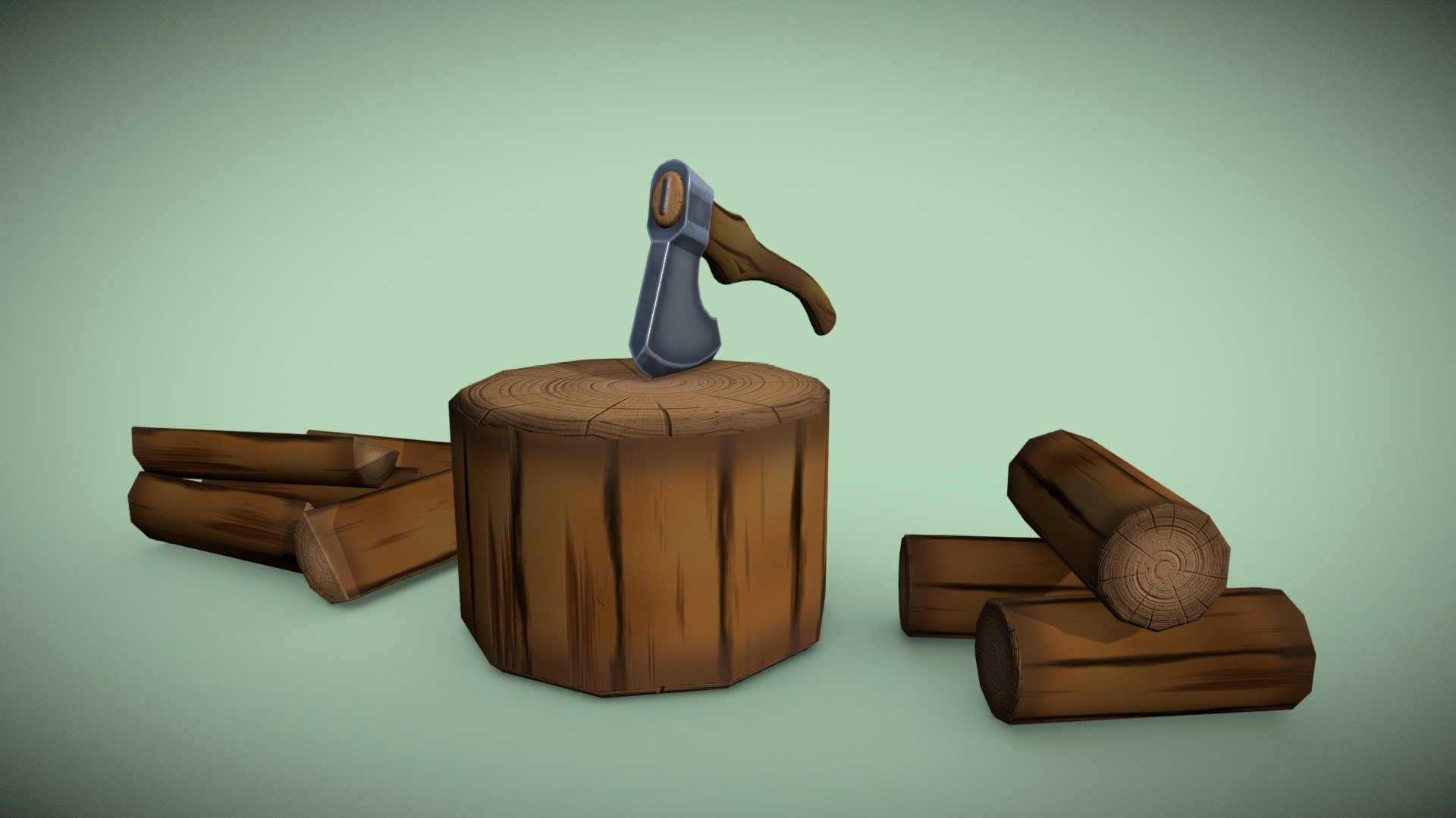 Stylized stump for chopping logs or wood with an - Buy Royalty Free 3D ...