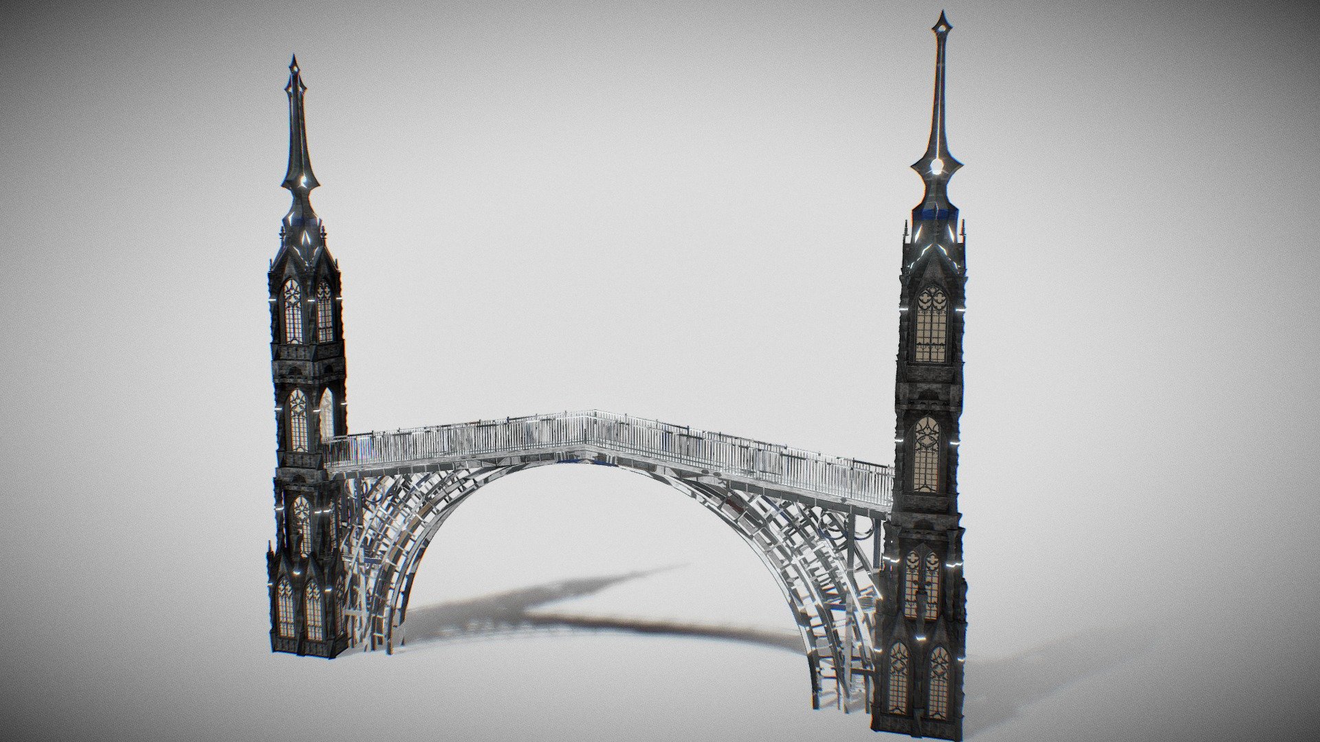 Scifi Gothic Building Pack- Bridge - Download Free 3D model by ...