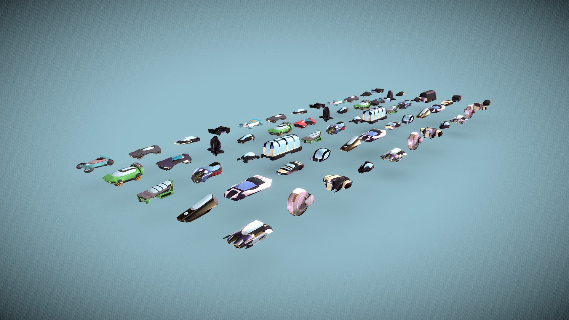 20 SciFi Simplistic flying cars - Buy Royalty Free 3D model by ...