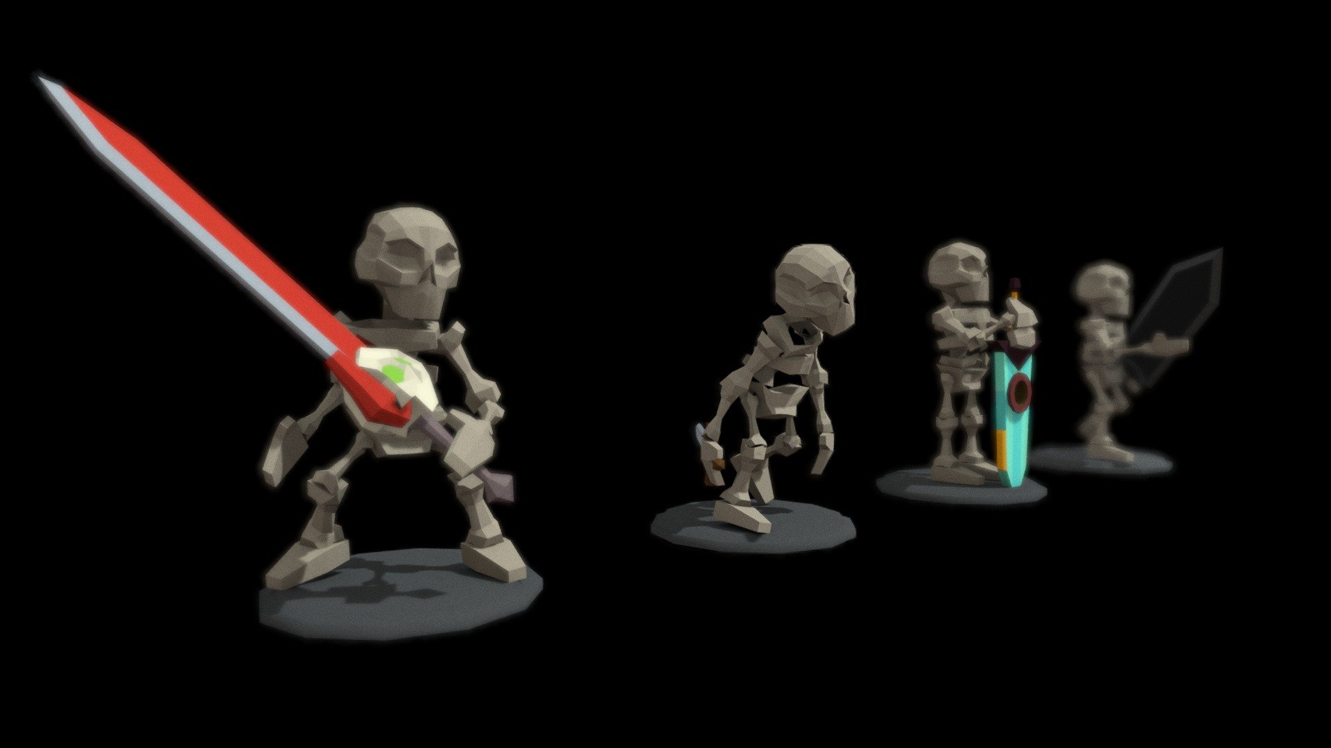 Low poly skeleton figurines - 3D model by caratsritzy [f2147f6] - Sketchfab