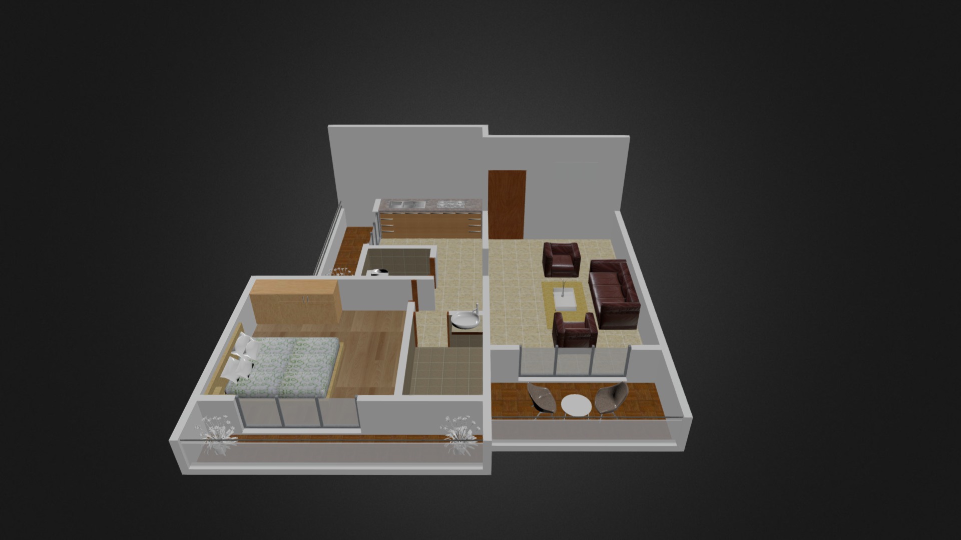 1 BHK 650 - 3D model by miaarch [f221ef4] - Sketchfab