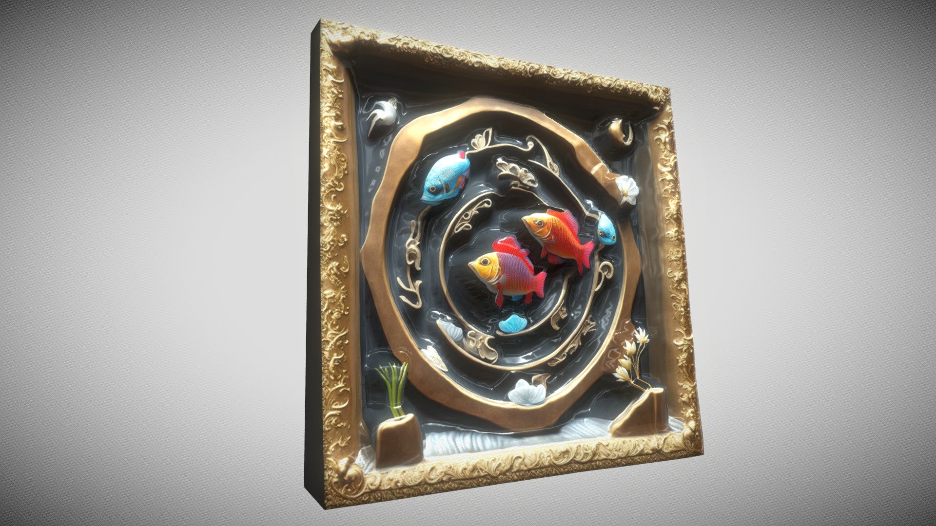 Fish relief framed wall art - Buy Royalty Free 3D model by Dominic ...