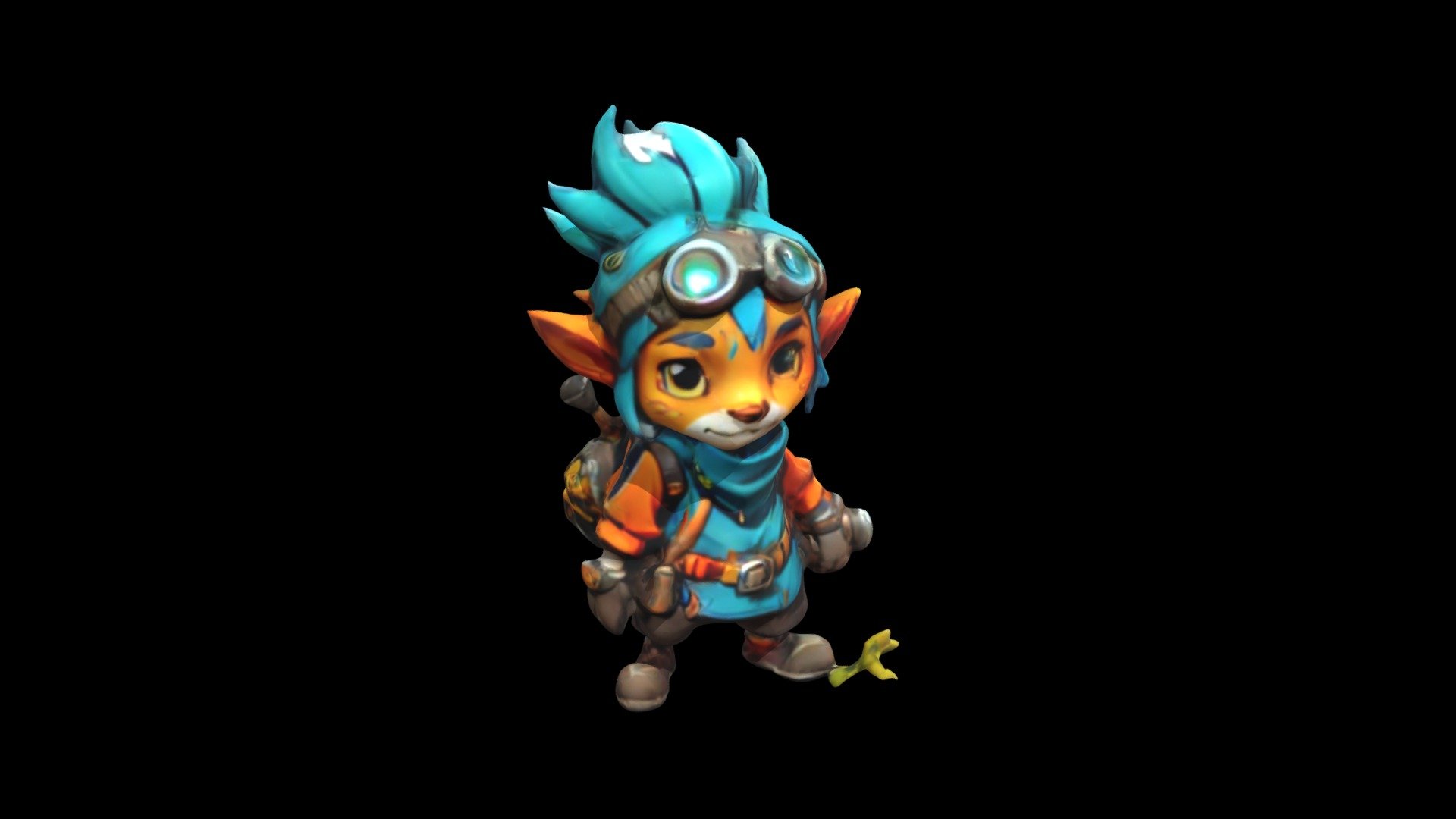 a cartoon illustration of a fox wearing goggl - Download Free 3D model ...