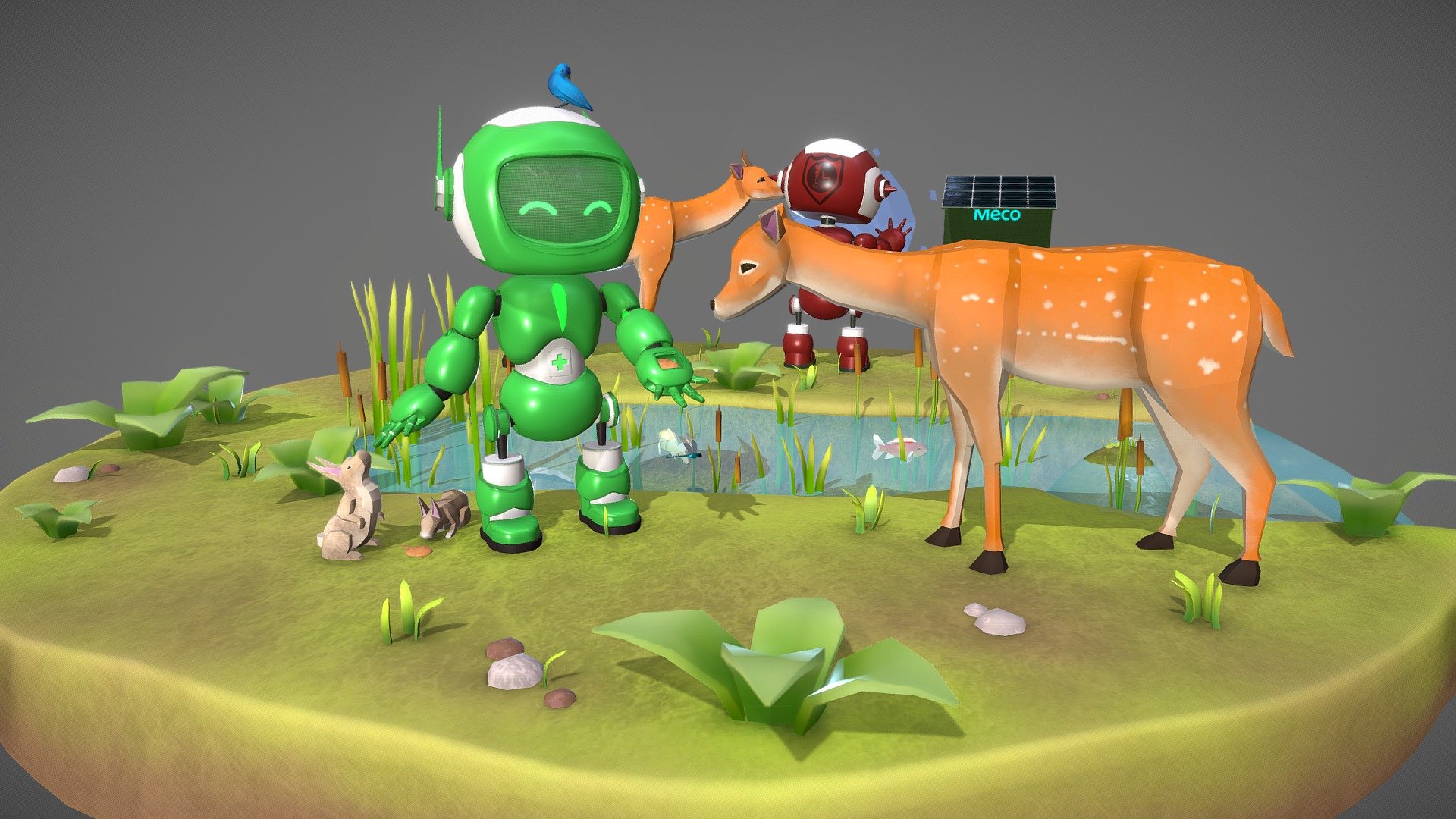 MECO | Eco-guard robot - 3D model by Linotte [f22c5ee] - Sketchfab