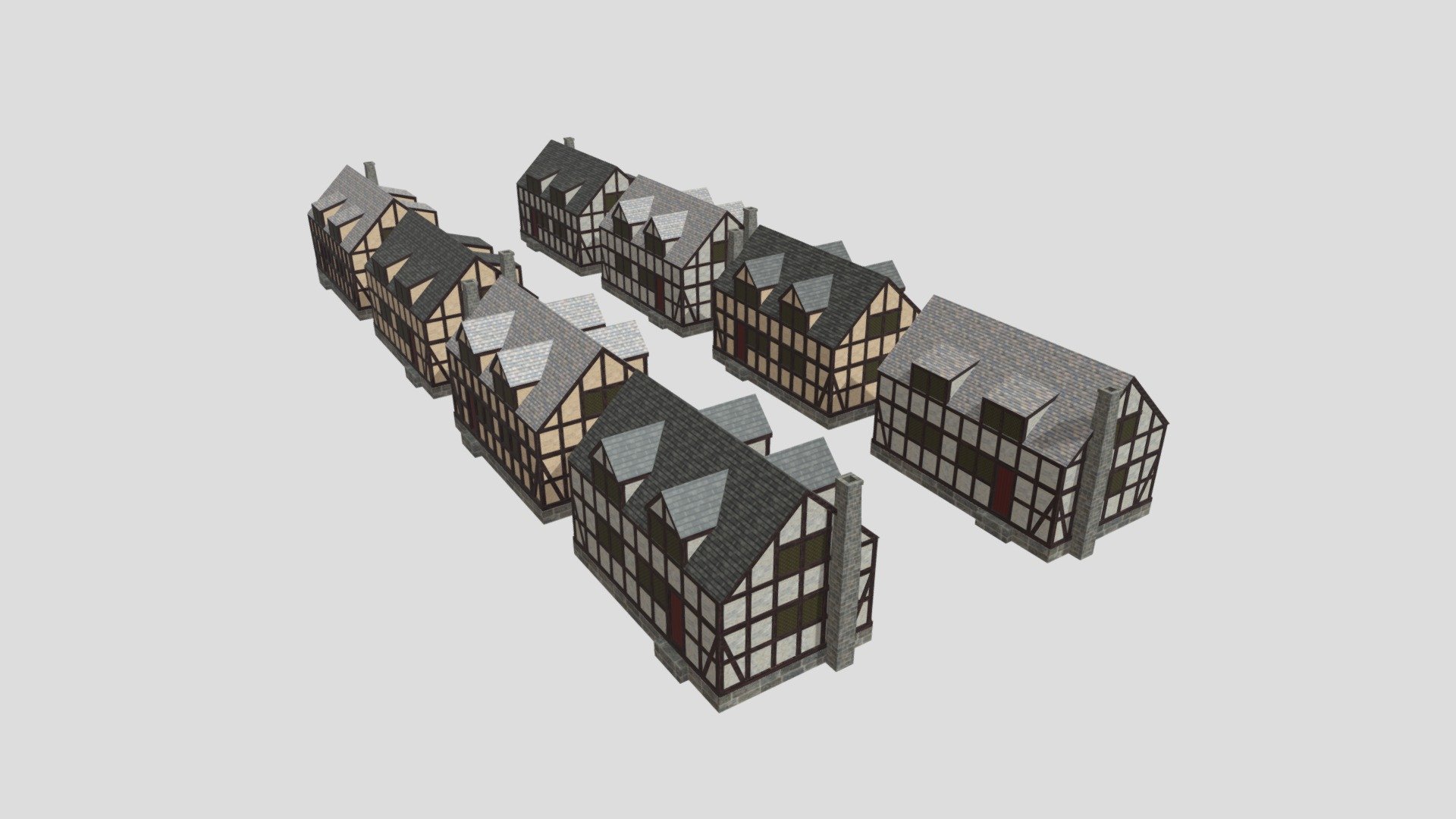 Tudor Houses - Download Free 3D model by novusod [f243bb6] - Sketchfab