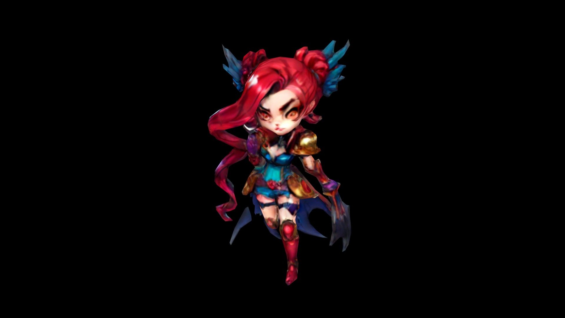 "Female Fighter with Red Hair and Angelic Wings" - Download Free 3D ...