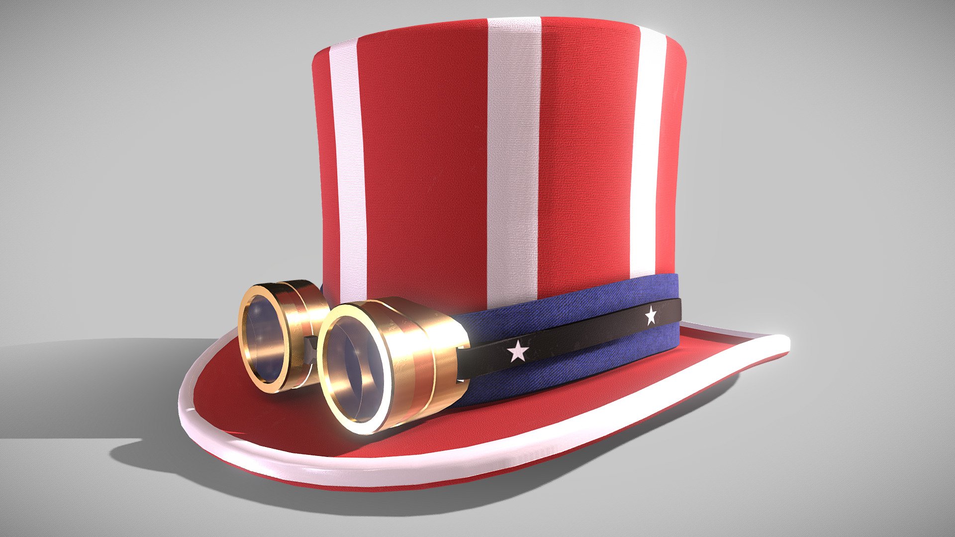 Patriotic Steampunk Uncle-Sam Top Hat - Buy Royalty Free 3D model by ...