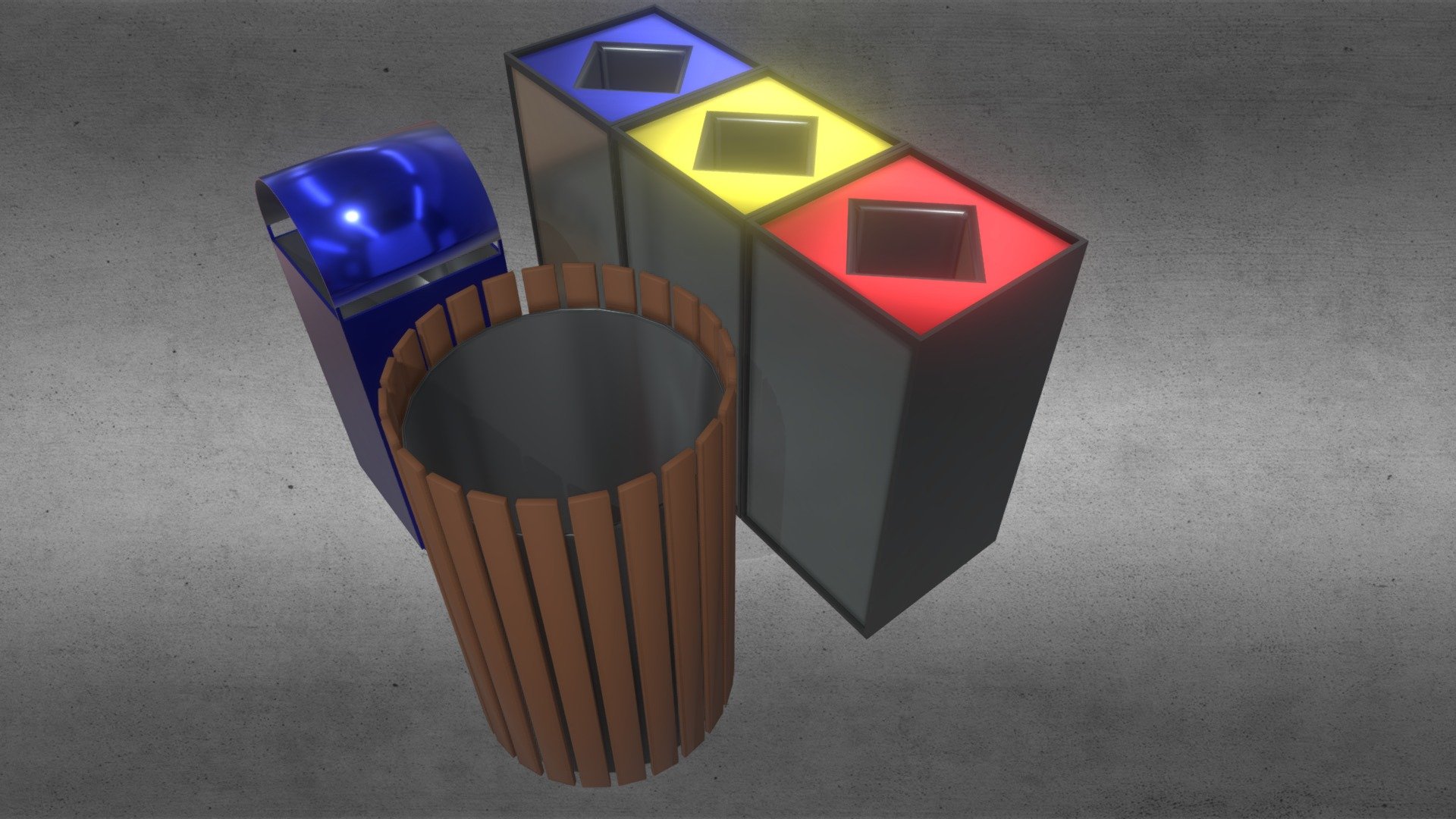 Waste Bins - Download Free 3D model by Mitya Petrov (@mitya-petrov ...