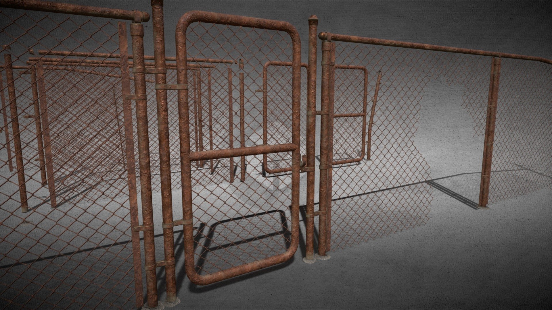 Modular Rusted Chain Link Fence - Buy Royalty Free 3D model by ...