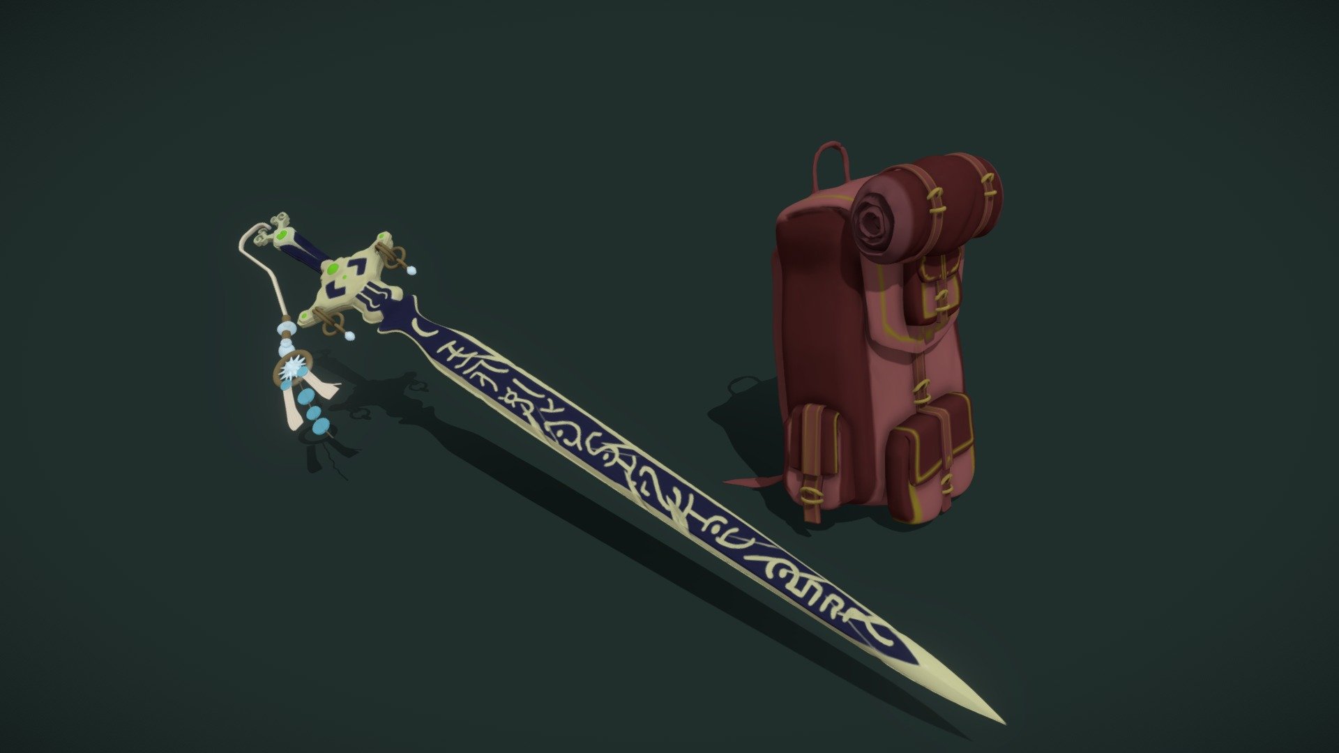 Sword and backpack - Download Free 3D model by Luna_Vanhaezebrouck ...