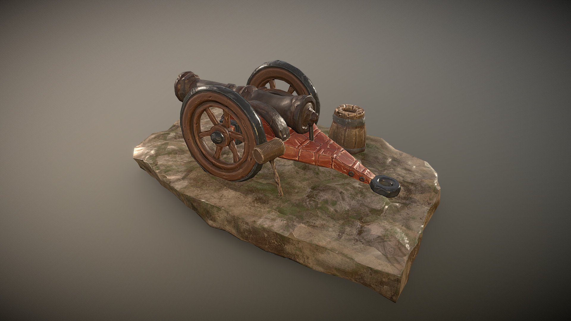 [StudentWork] Damaged Artillery Cannon and Props - 3D model by ...