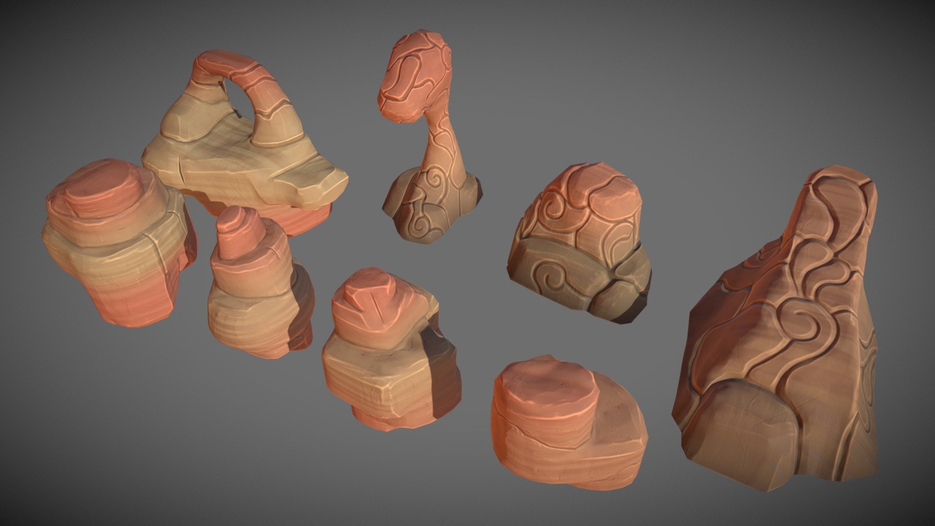Stylized Pack - Desert Rock and Stones - Download Free 3D model by ...