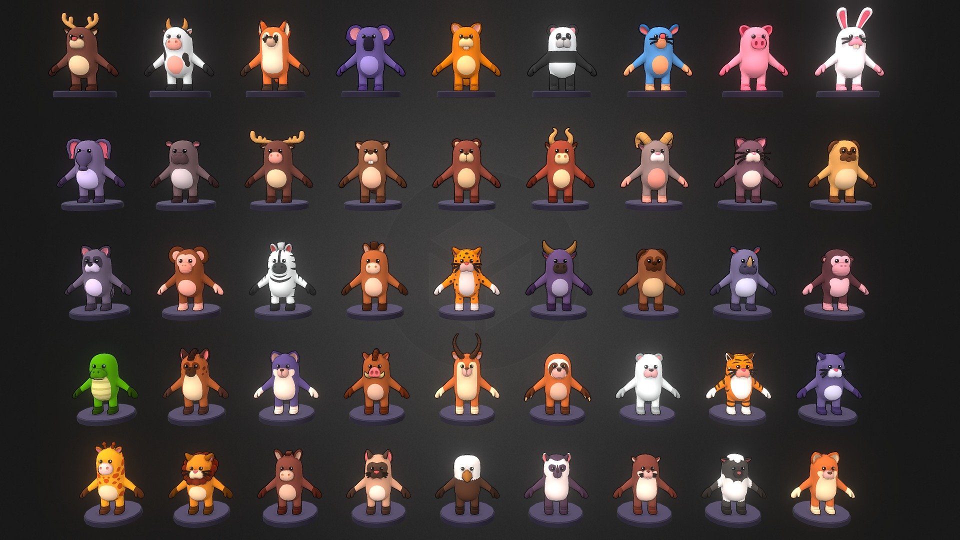 Ultimate Capsule Humanoid Animals 45 Animals - 3D model by DOGANINDS ...