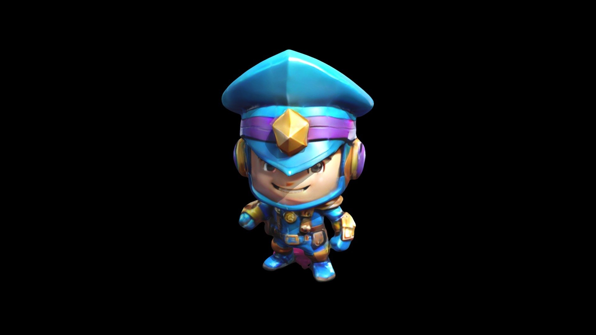 "Fictional character with blue cap, helmet, and - Download Free 3D ...