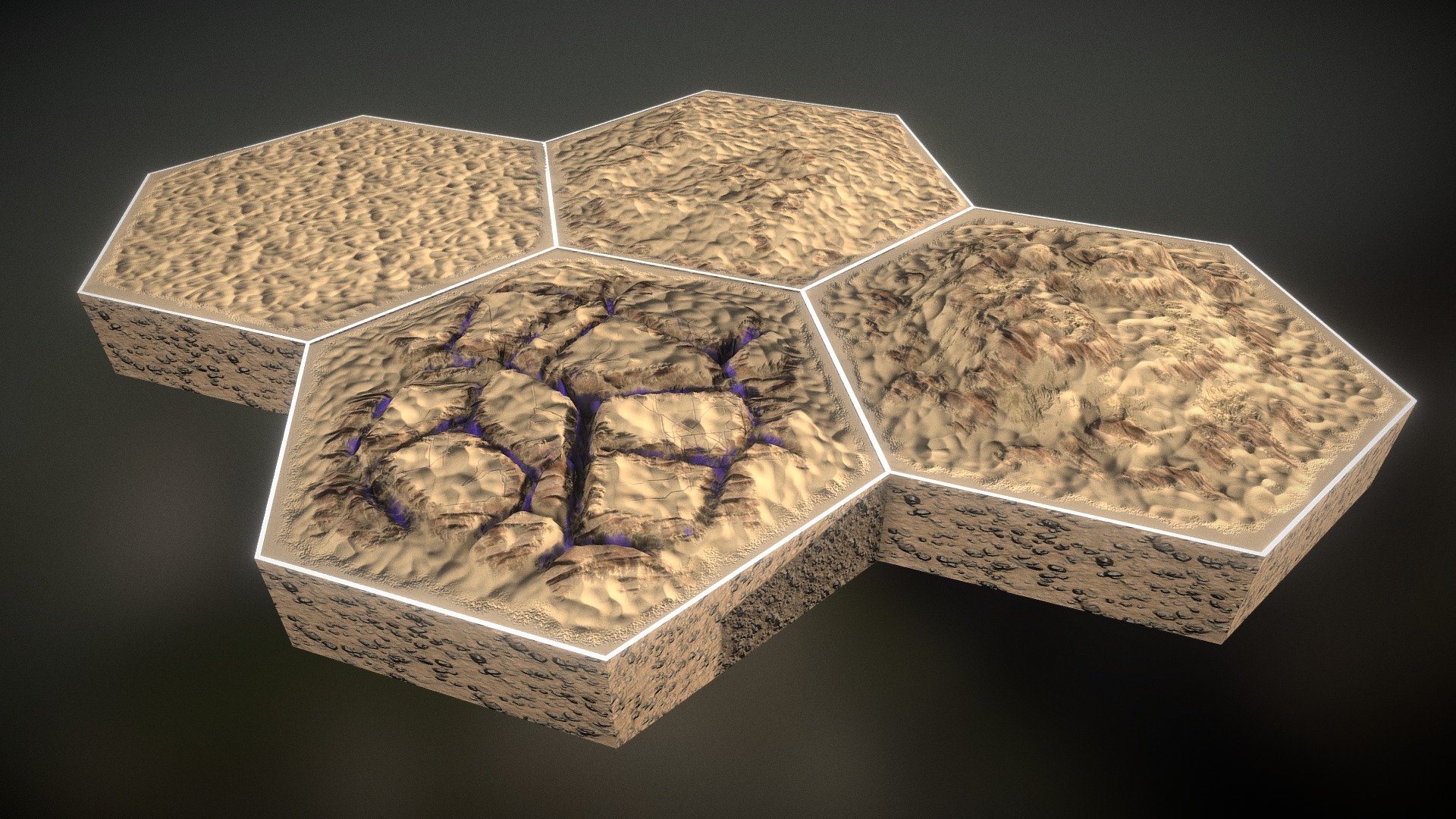 Modular Hexagon Tiles Sci-fi Desert - Buy Royalty Free 3D model by ...